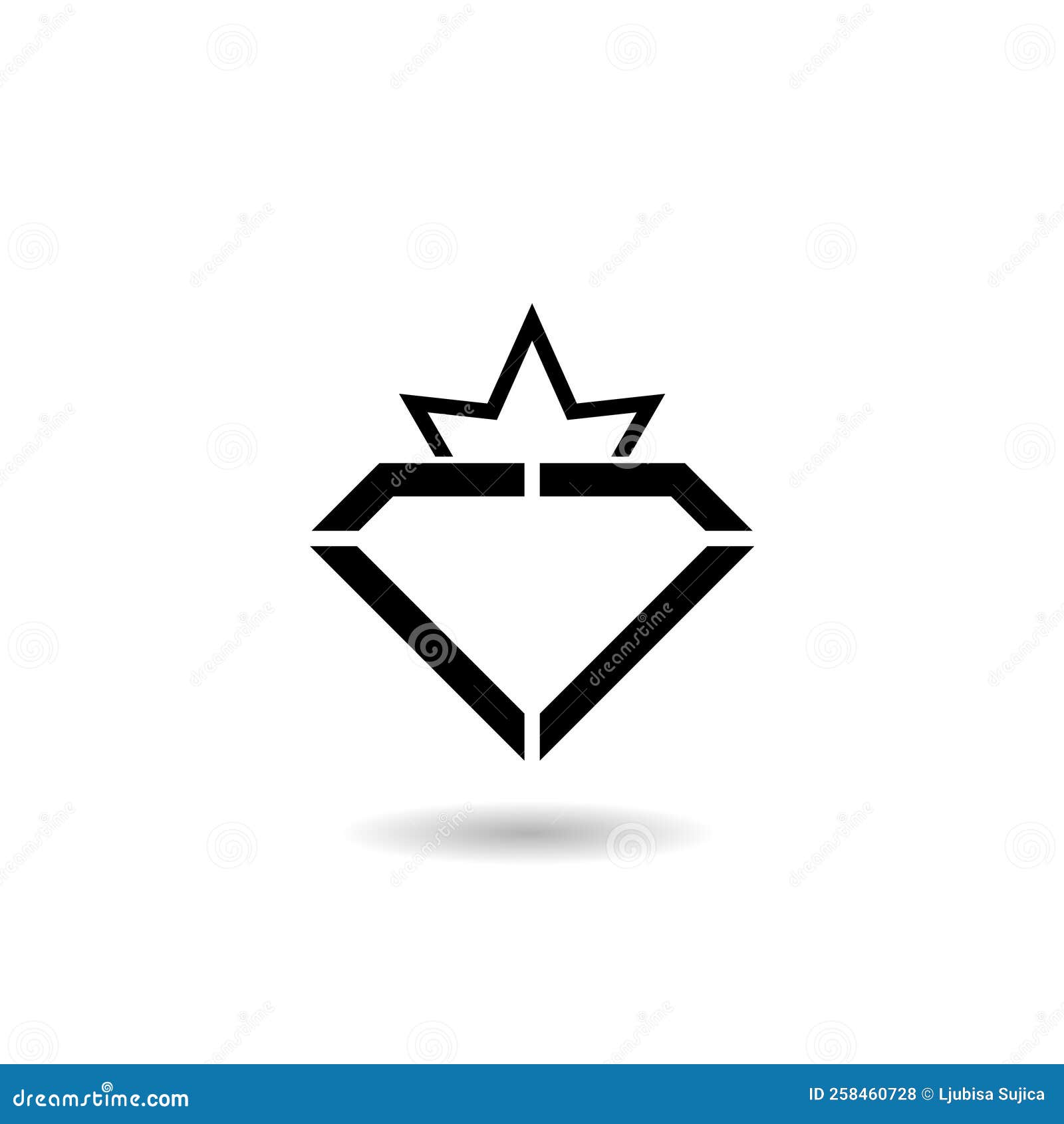 Diamond with Crown Logo Icon with Shadow Stock Vector - Illustration of ...