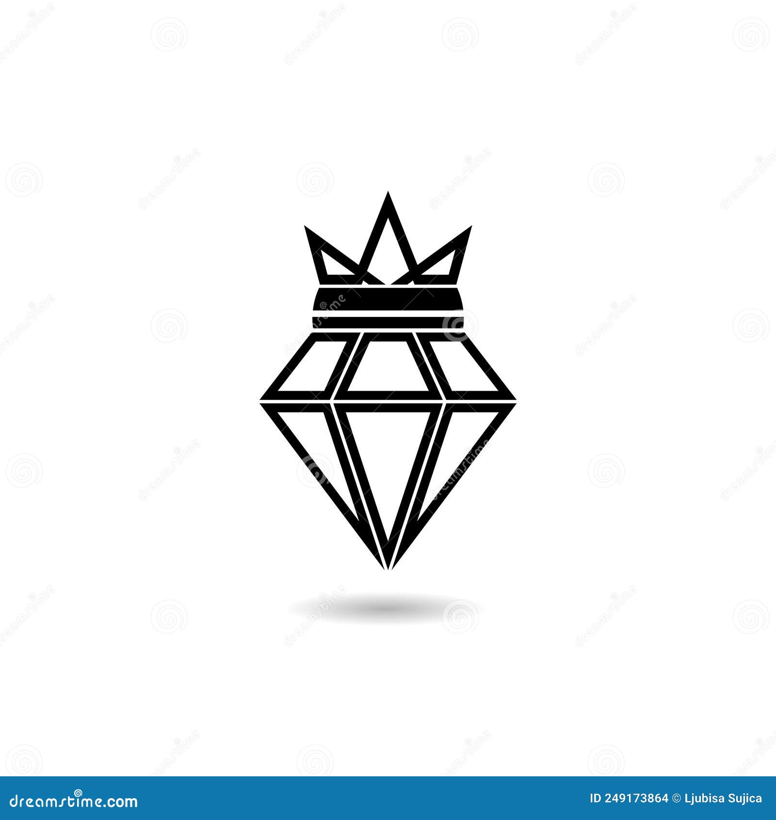 Diamond with Crown Logo with Shadow Stock Vector - Illustration of ...