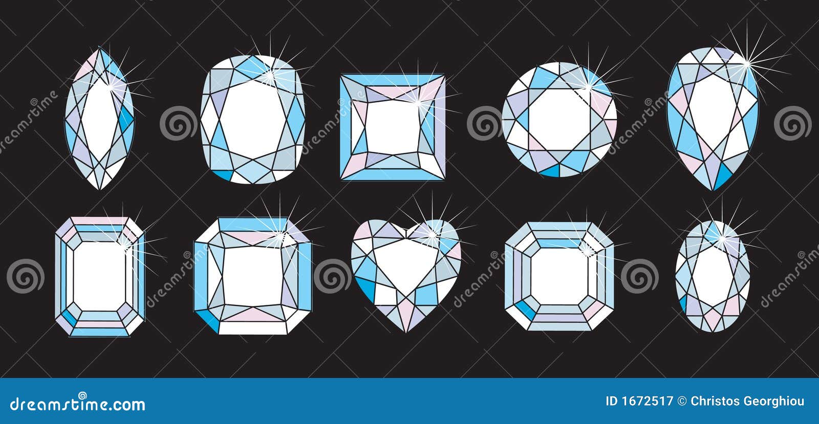 Diamond Cuts And Shapes Cartoon Vector | CartoonDealer.com #1672517