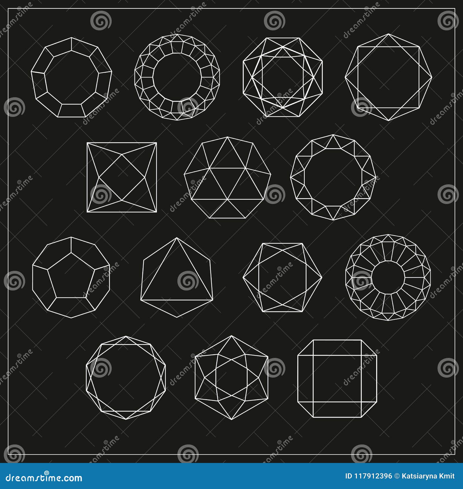 Diamond and Design Elements Vector Icons Set. Stock Illustration ...