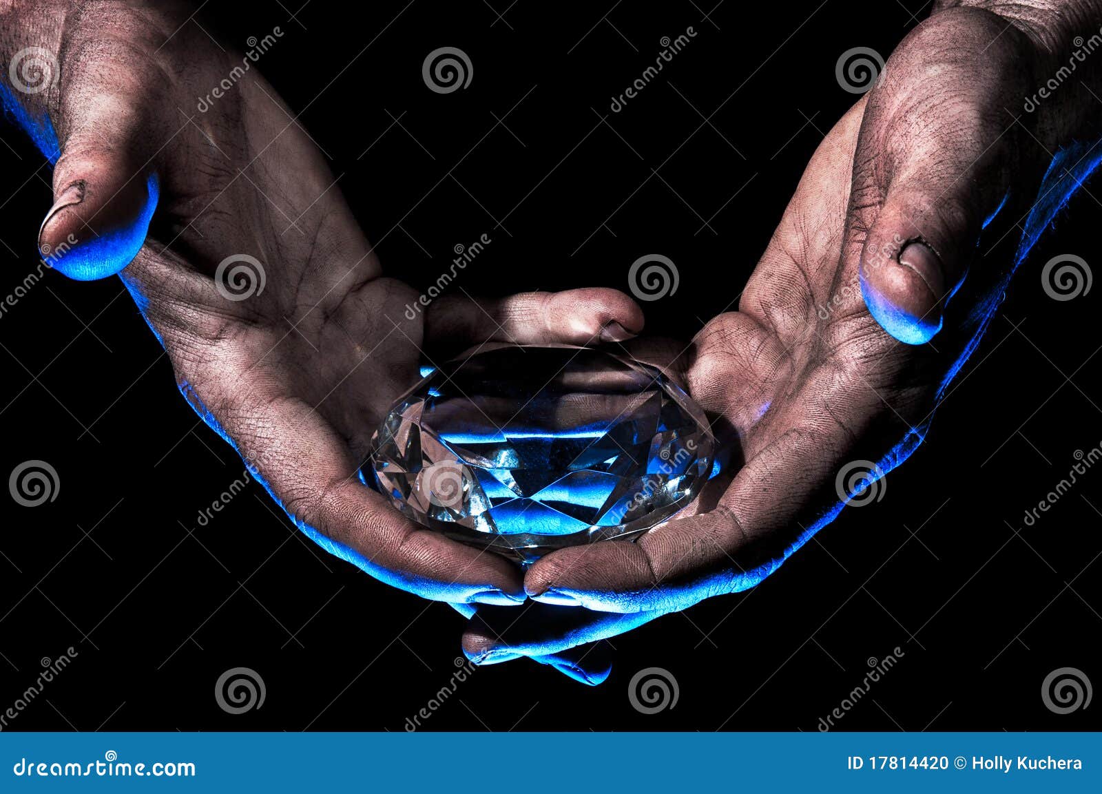Diamond in Dirty Hands stock photo. Image of isolated - 17814420
