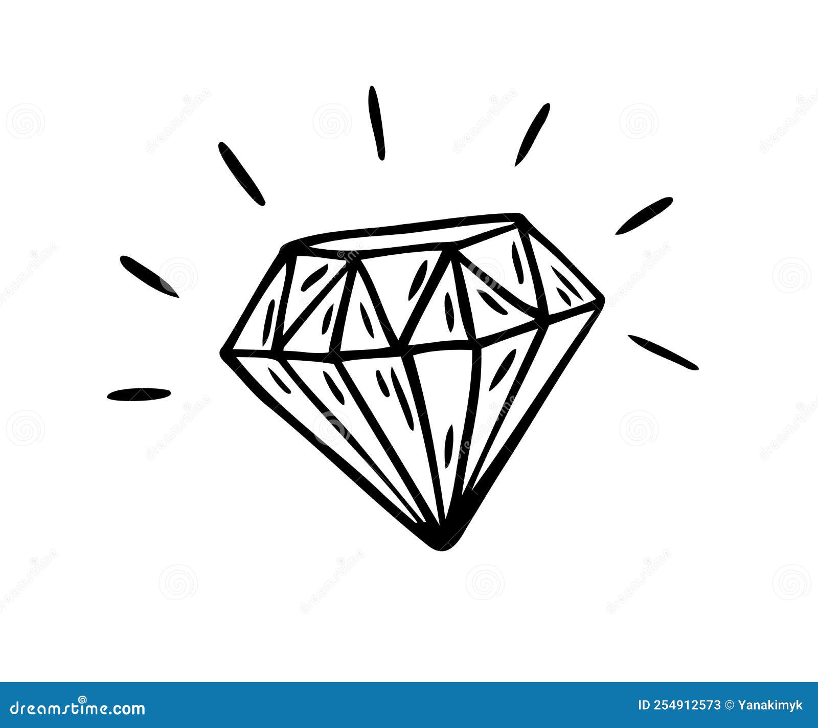 Diamond Doodle Icon Hand Drawn Style. Outline Stock Vector ...