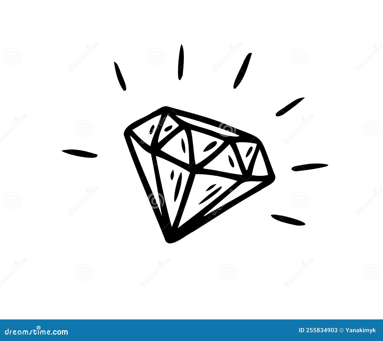 Diamond Doodle Icon Hand Drawn Style. Outline Stock Vector ...