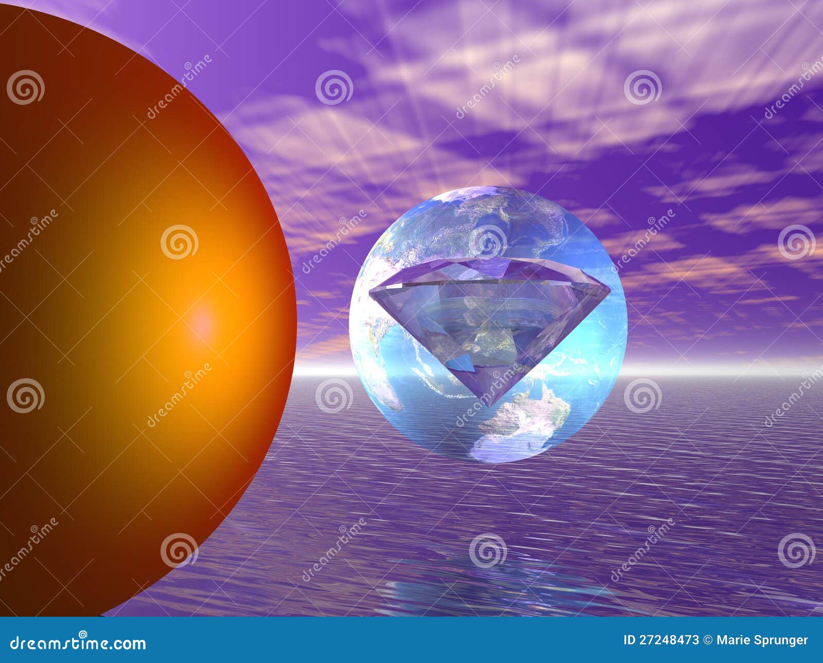Diamond and earth stock illustration. Illustration of engagement - 27248473