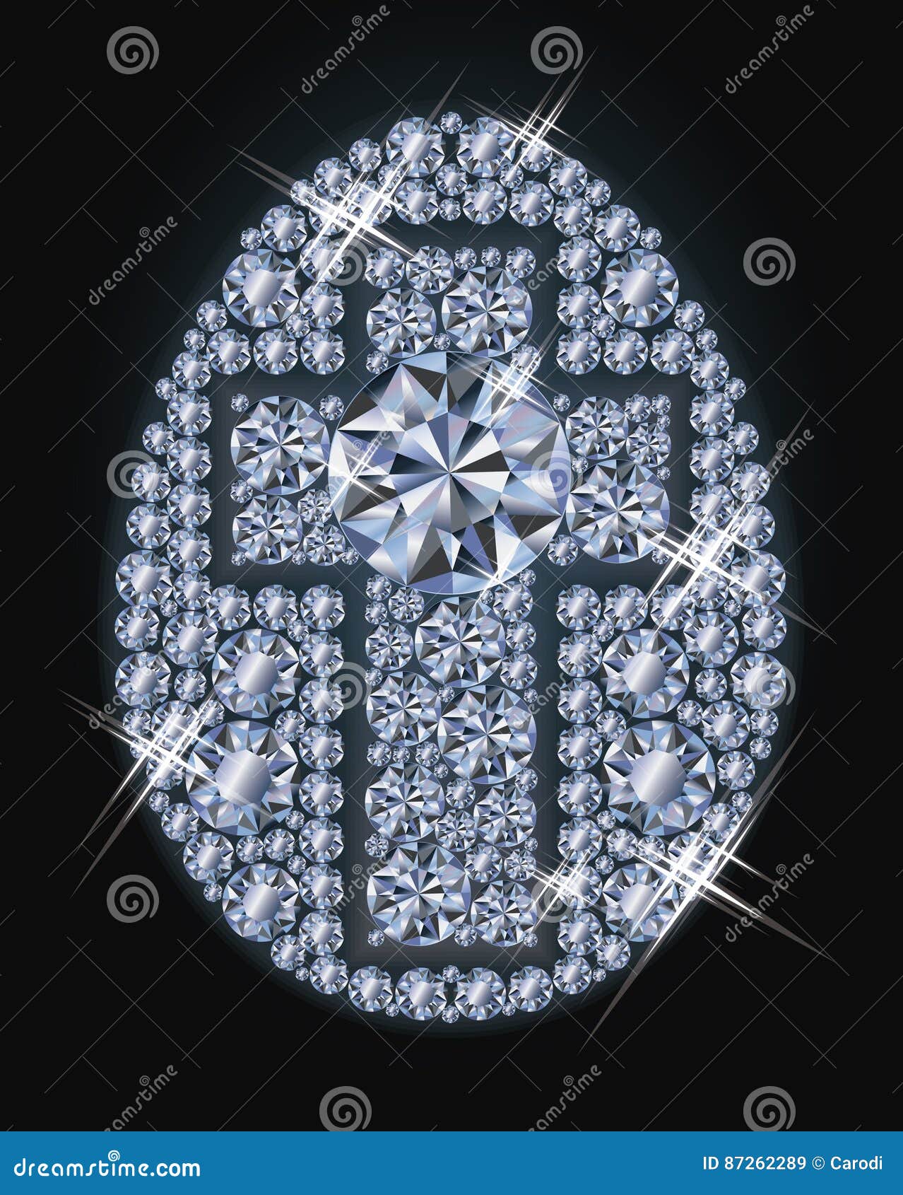 Diamond Easter Egg with Cross, Happy Easter Card Stock Vector ...