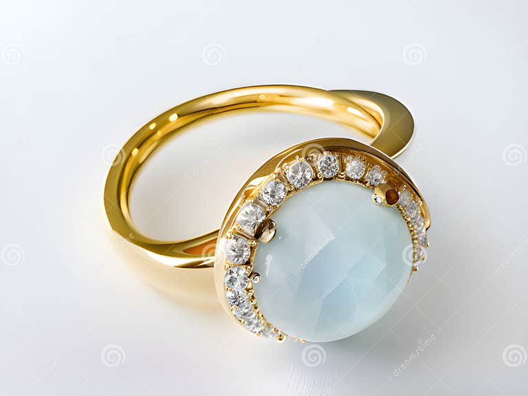 Diamond Engagement Ring on Blue Background with Diamonds Stock ...