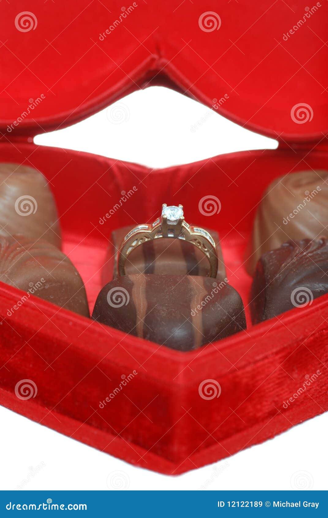Diamond Engagement Ring in Chocolate Box Stock Image - Image of plush ...