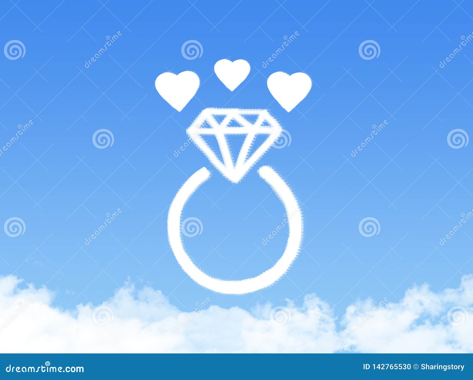 Diamond Engagement Ring Cloud Shape Stock Illustration - Illustration ...