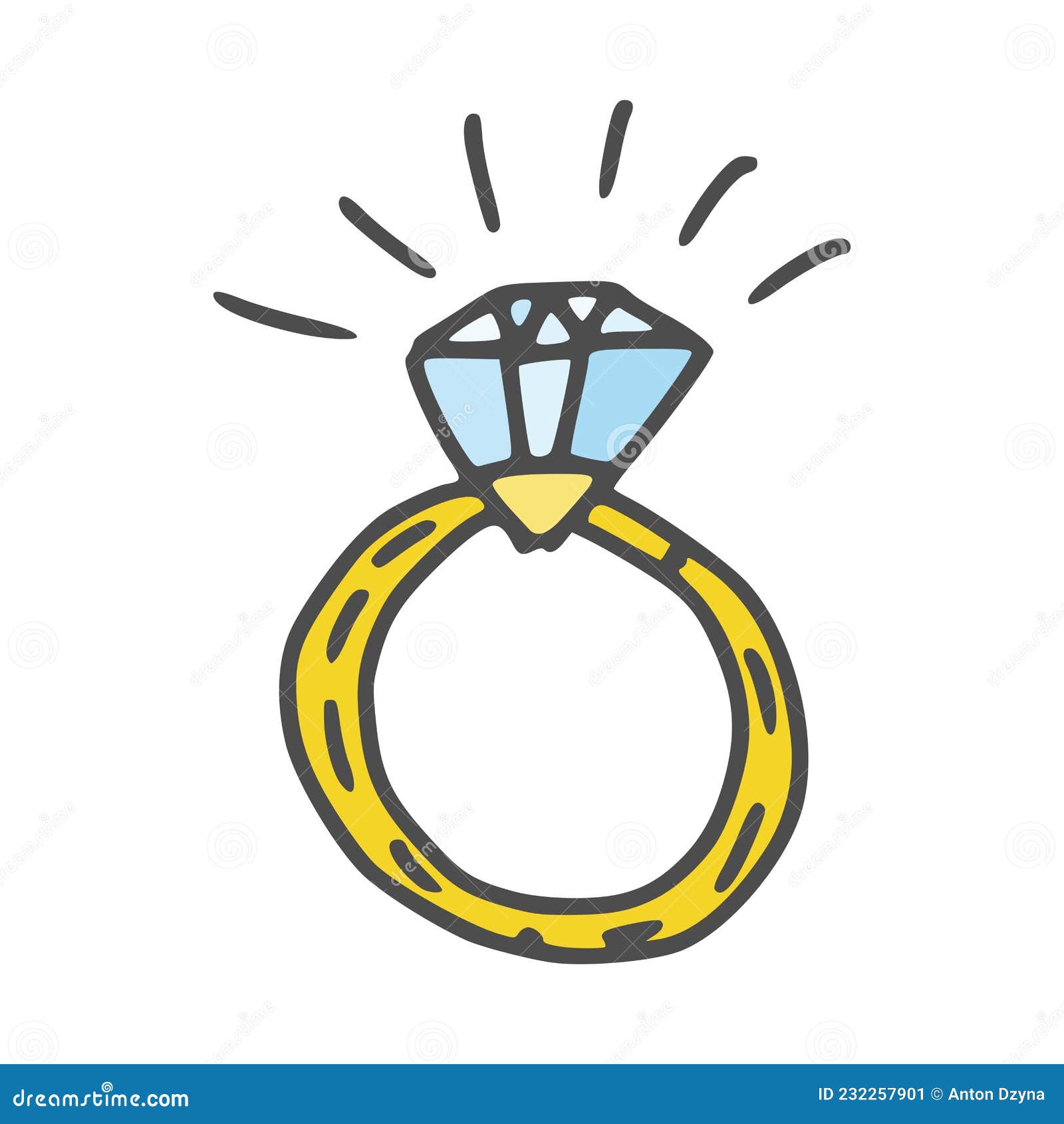 Diamond Engagement Ring Doodle Drawing. Sketch New Stock Vector ...