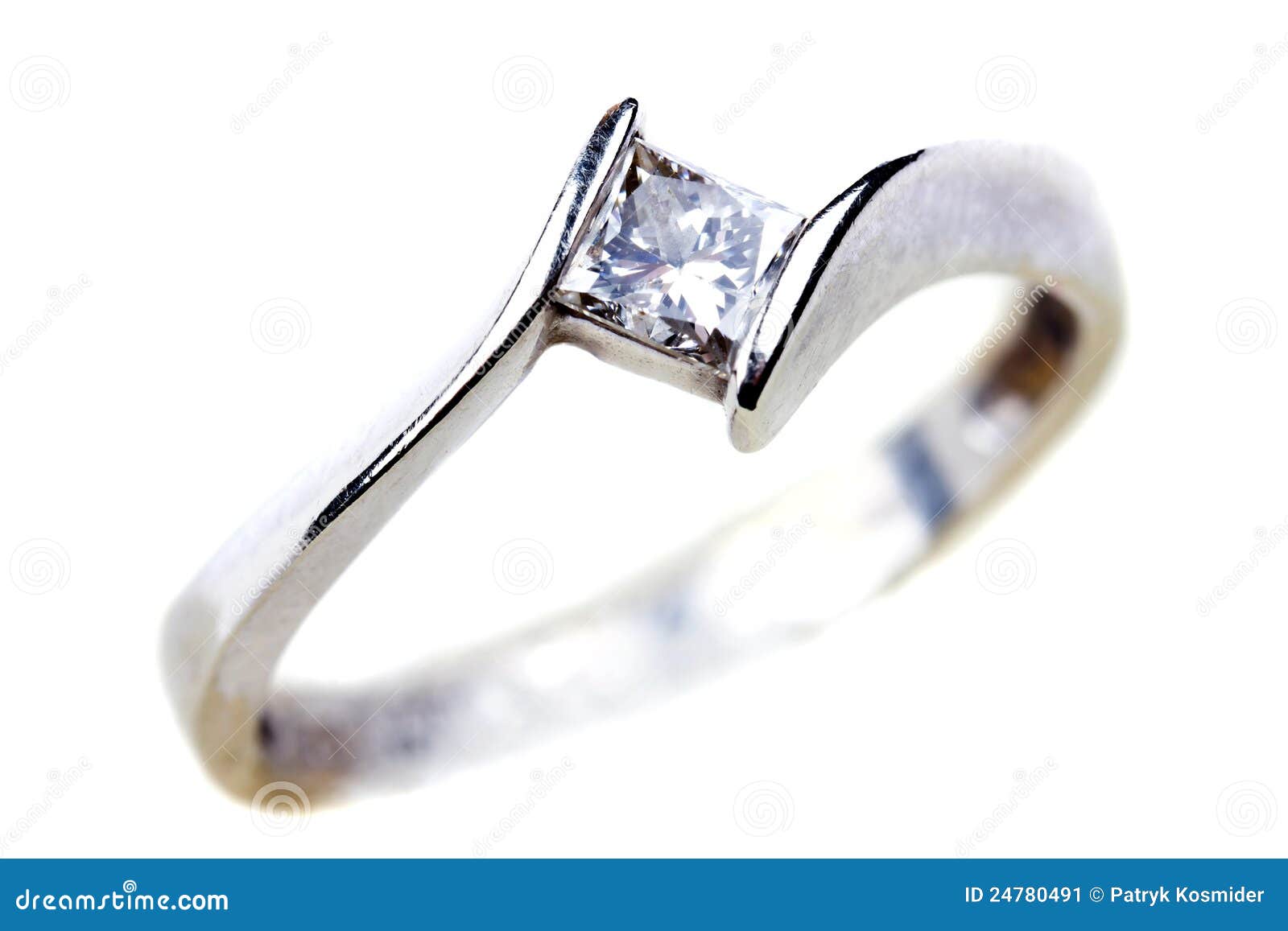 Diamond Engagement Ring Over White Stock Image - Image of love, path ...