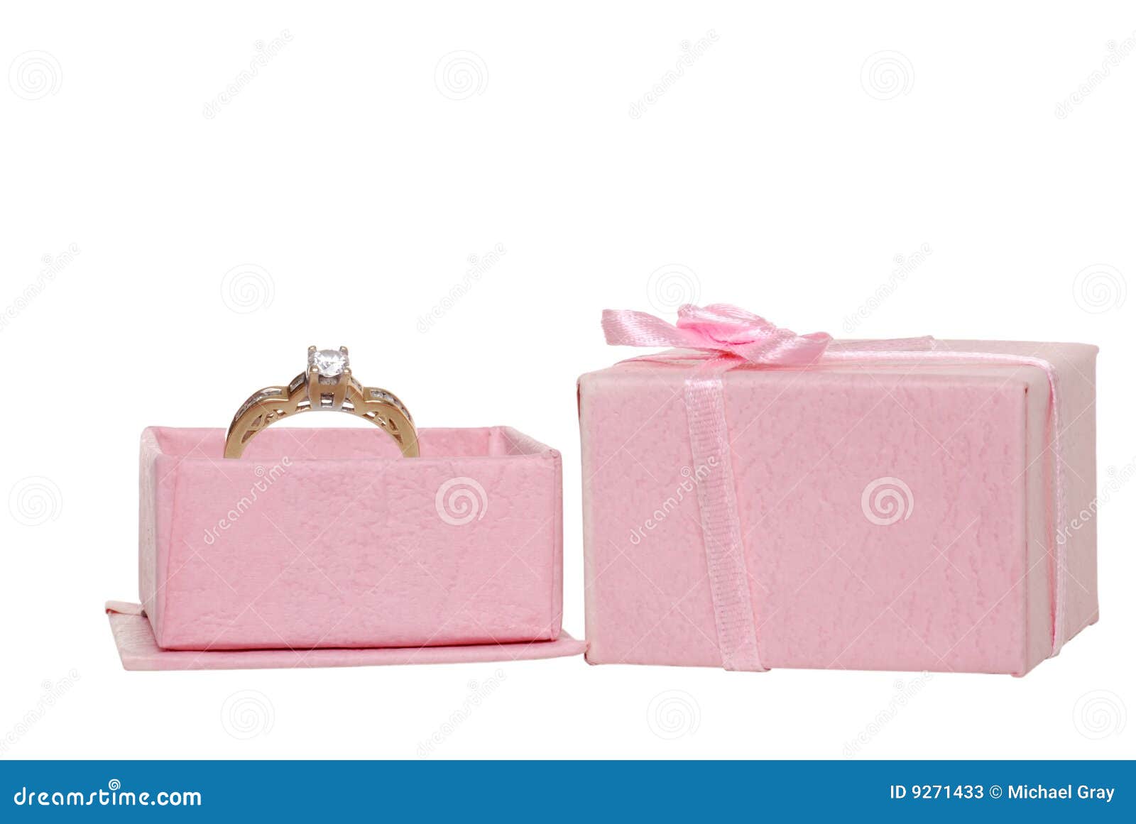 Diamond Engagement Ring in a Pink Jewellery Box Stock Image - Image of ...
