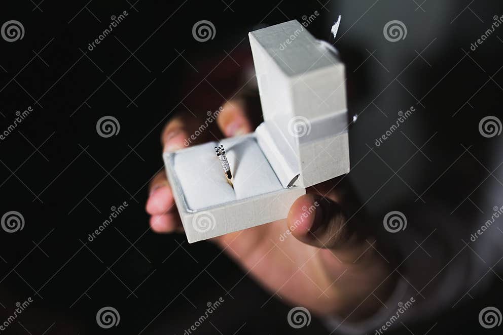 A Diamond Engagement Ring in a White Box. Stock Image - Image of large ...