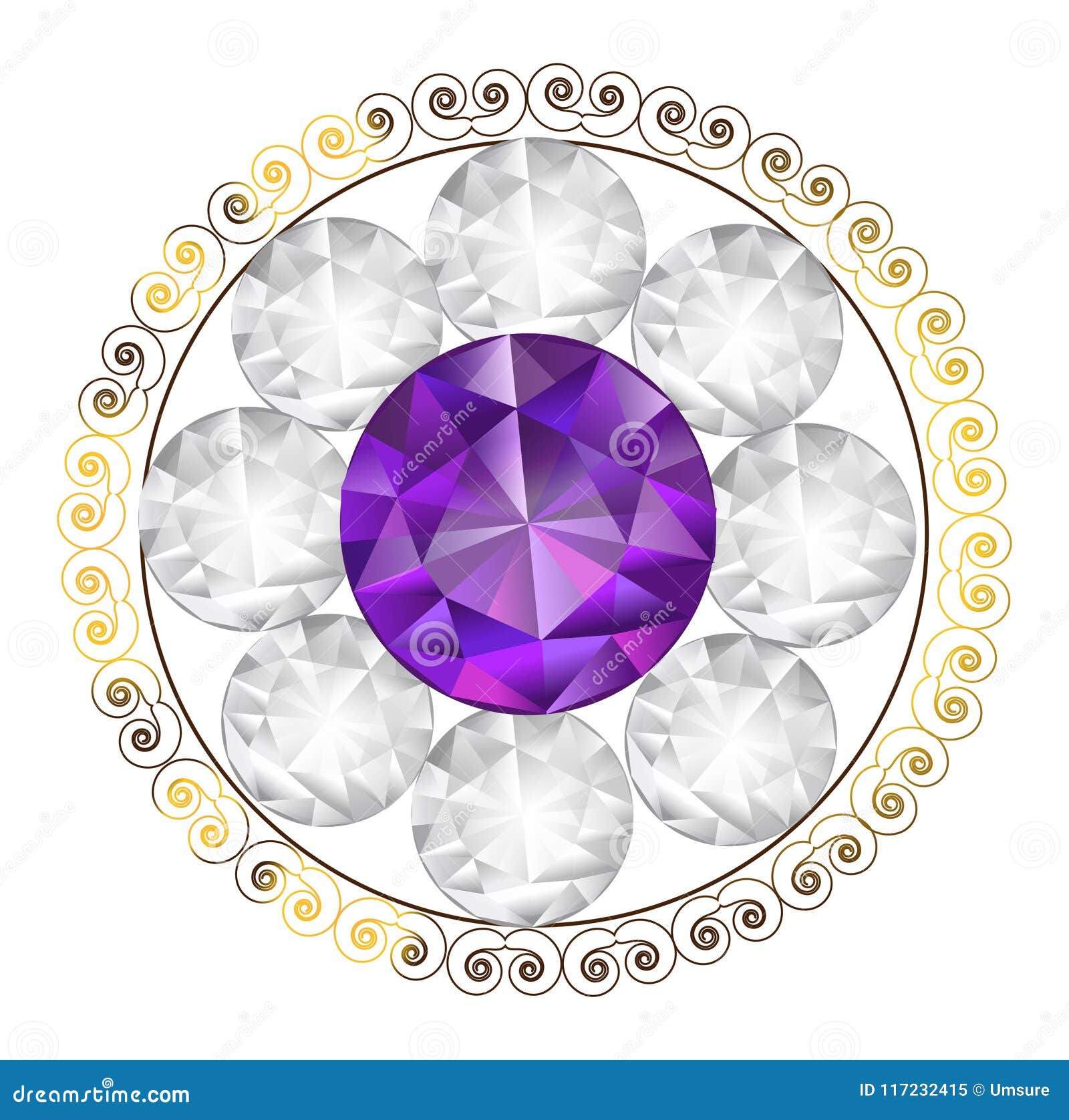 Diamond Purple Flower Shape Vector Illustration Stock Vector ...