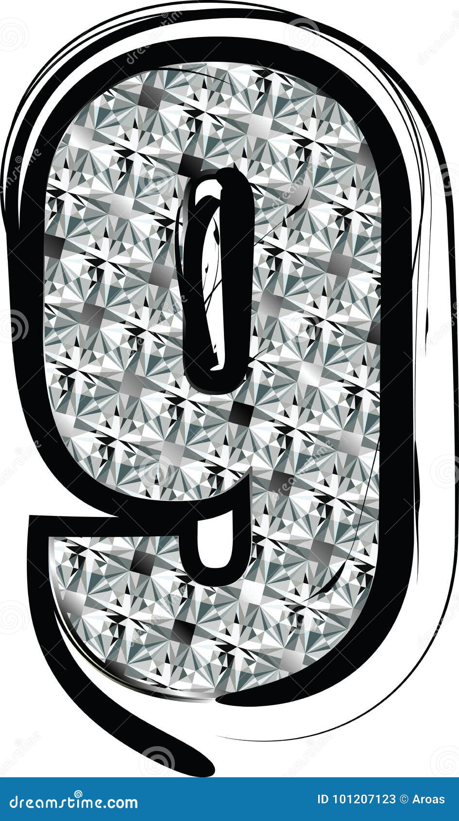 Diamond Font Number 9 ilustración del vector. Ilustración de noveno ...