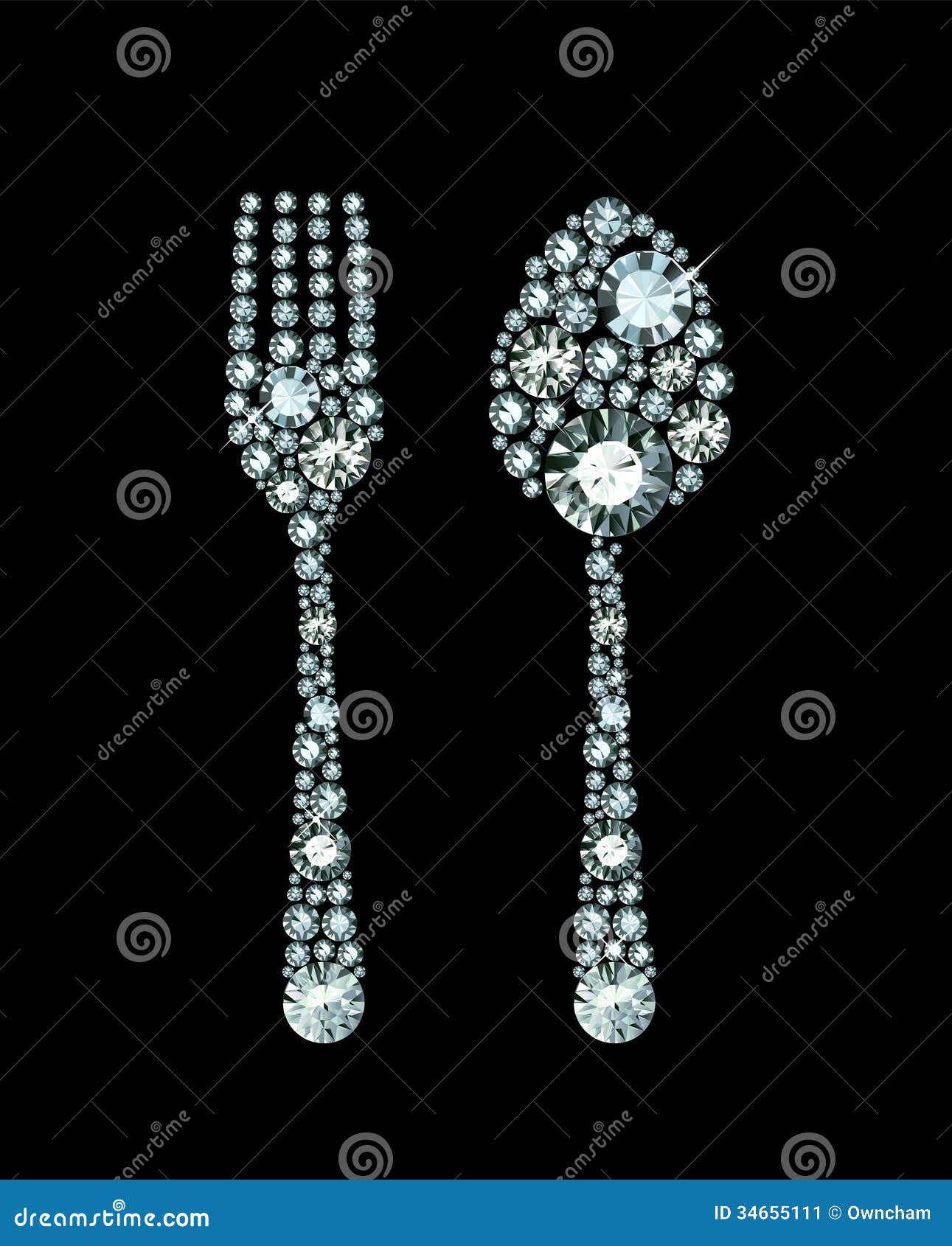 Diamond Fork and Spoon stock vector. Illustration of precious - 34655111