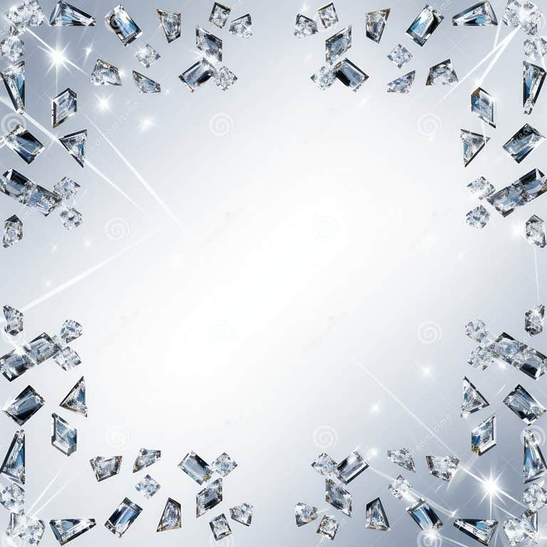 A Diamond Frame with Many Diamonds on a Silver Background Stock ...