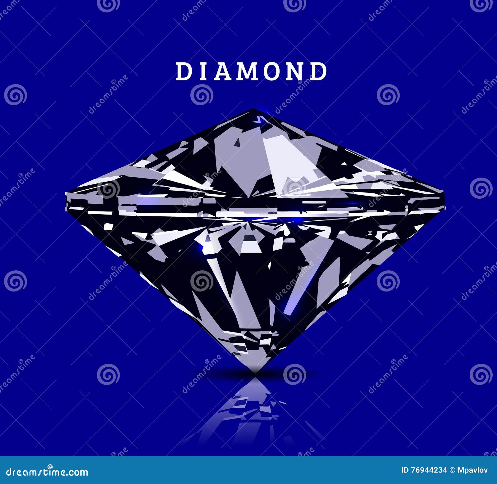 Diamond in Front View. Vector Illustration Stock Vector - Illustration ...