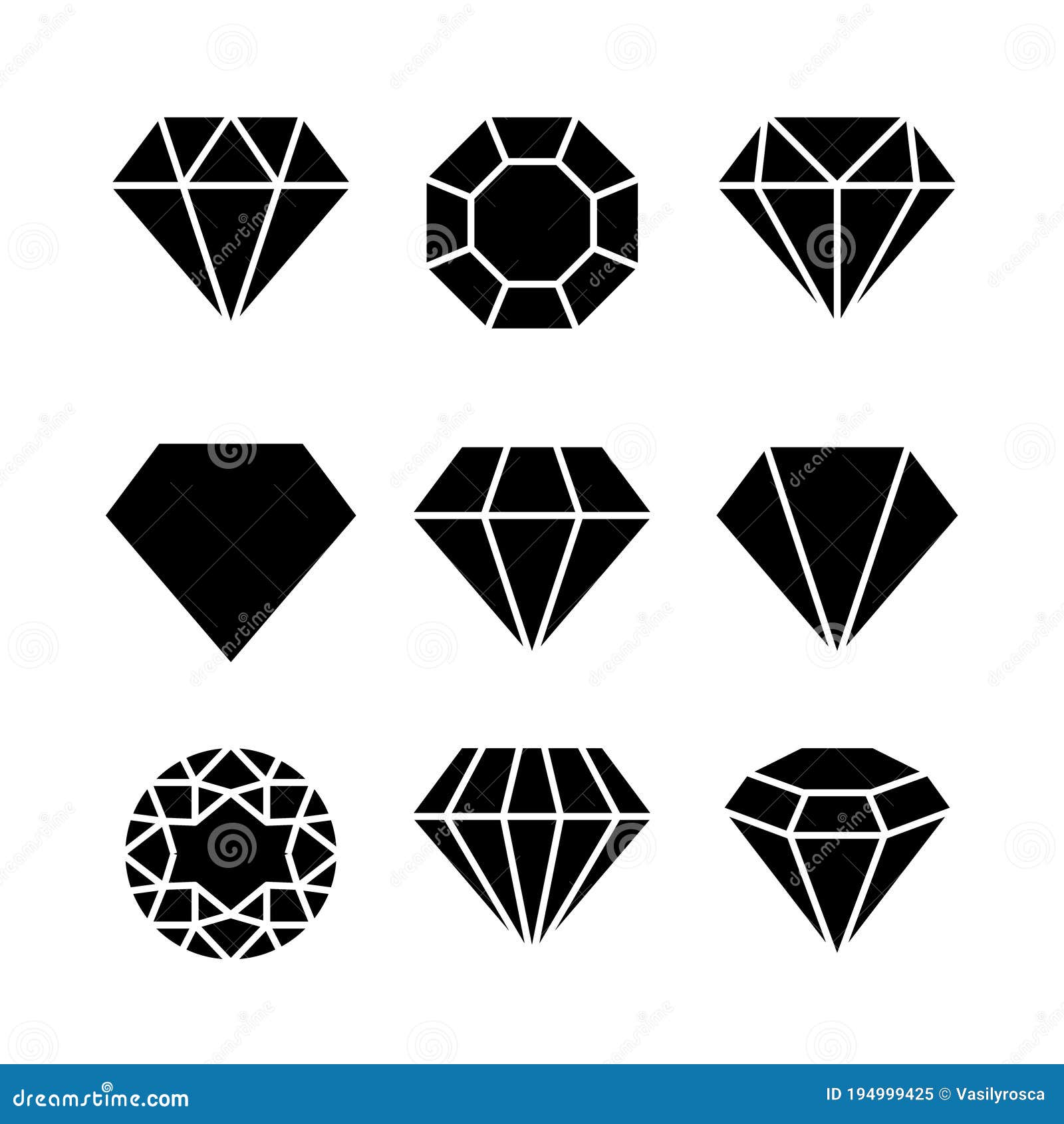 Diamond Gem Icon. Vector Crystal Value Outline Stone Brilliant, Luxury ...