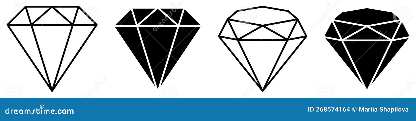 Diamond Gem Icons. Brilliant Symbol Stock Vector - Illustration of ...