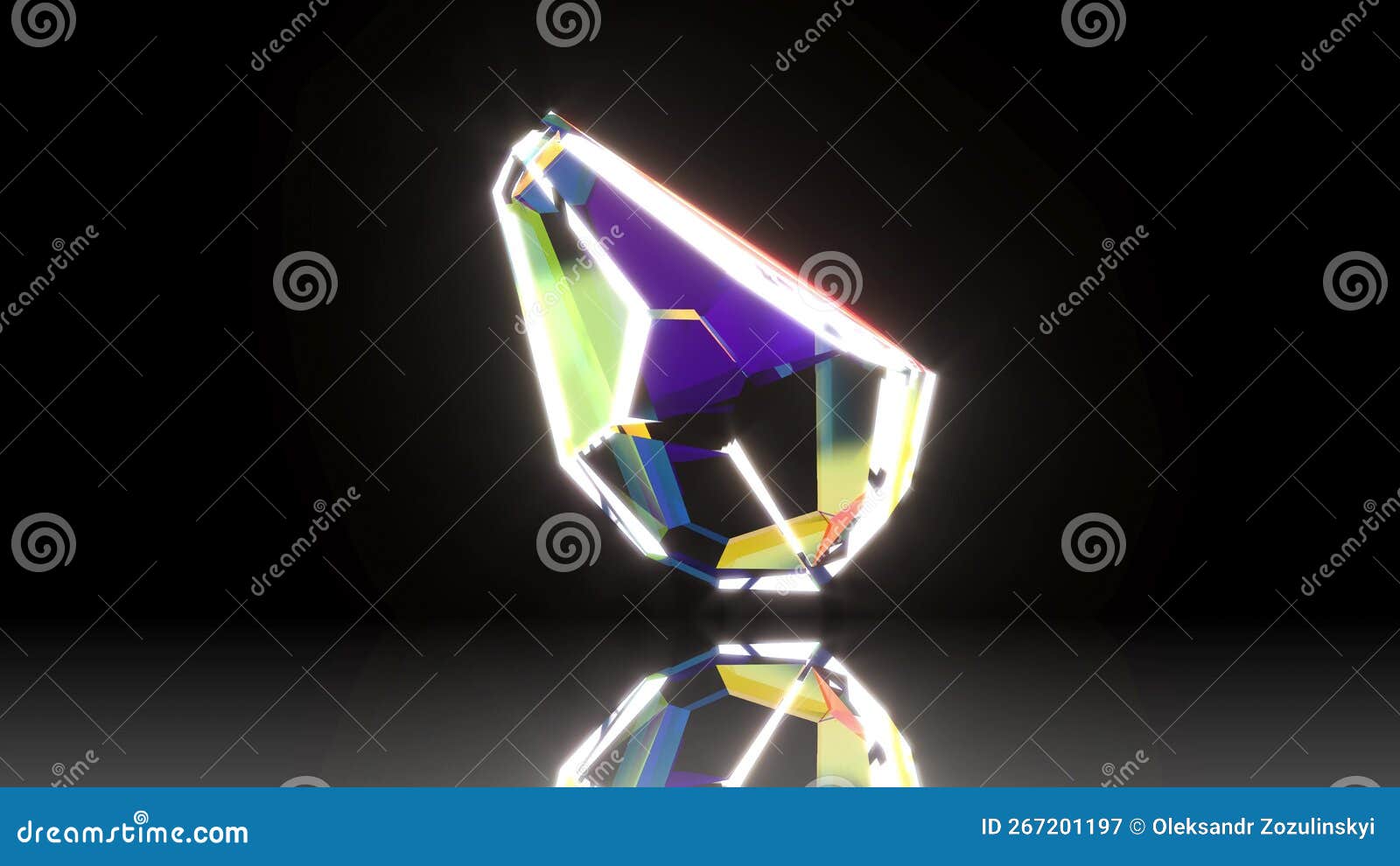 Diamond Gem on Mirror Surface 3d Stock Illustration - Illustration of ...