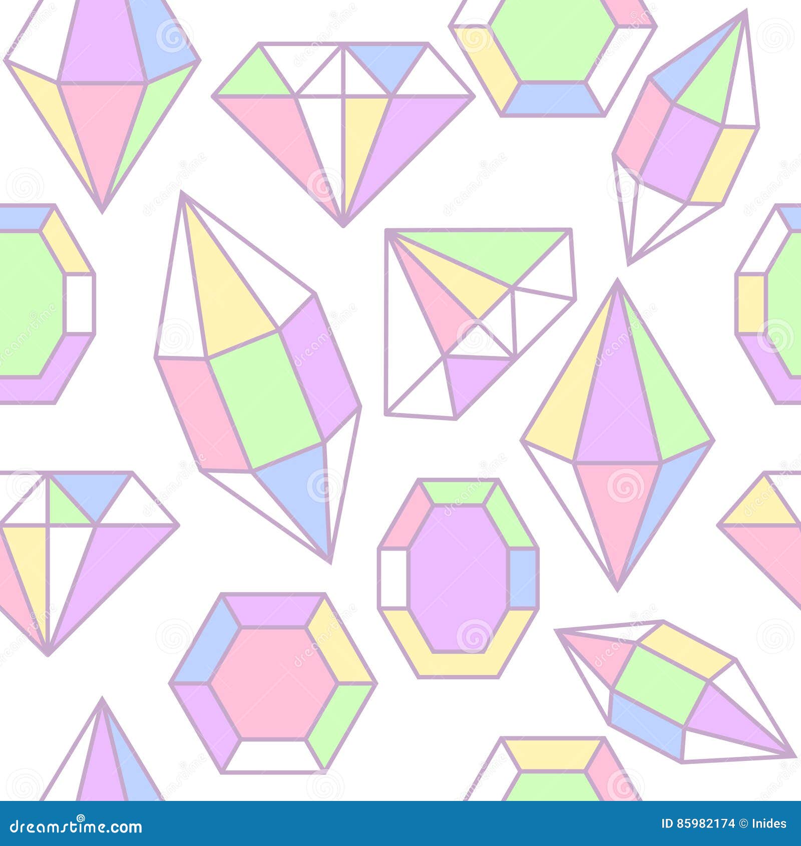 Diamond Gem Shape Seamless Pattern. Stock Vector - Illustration of ...