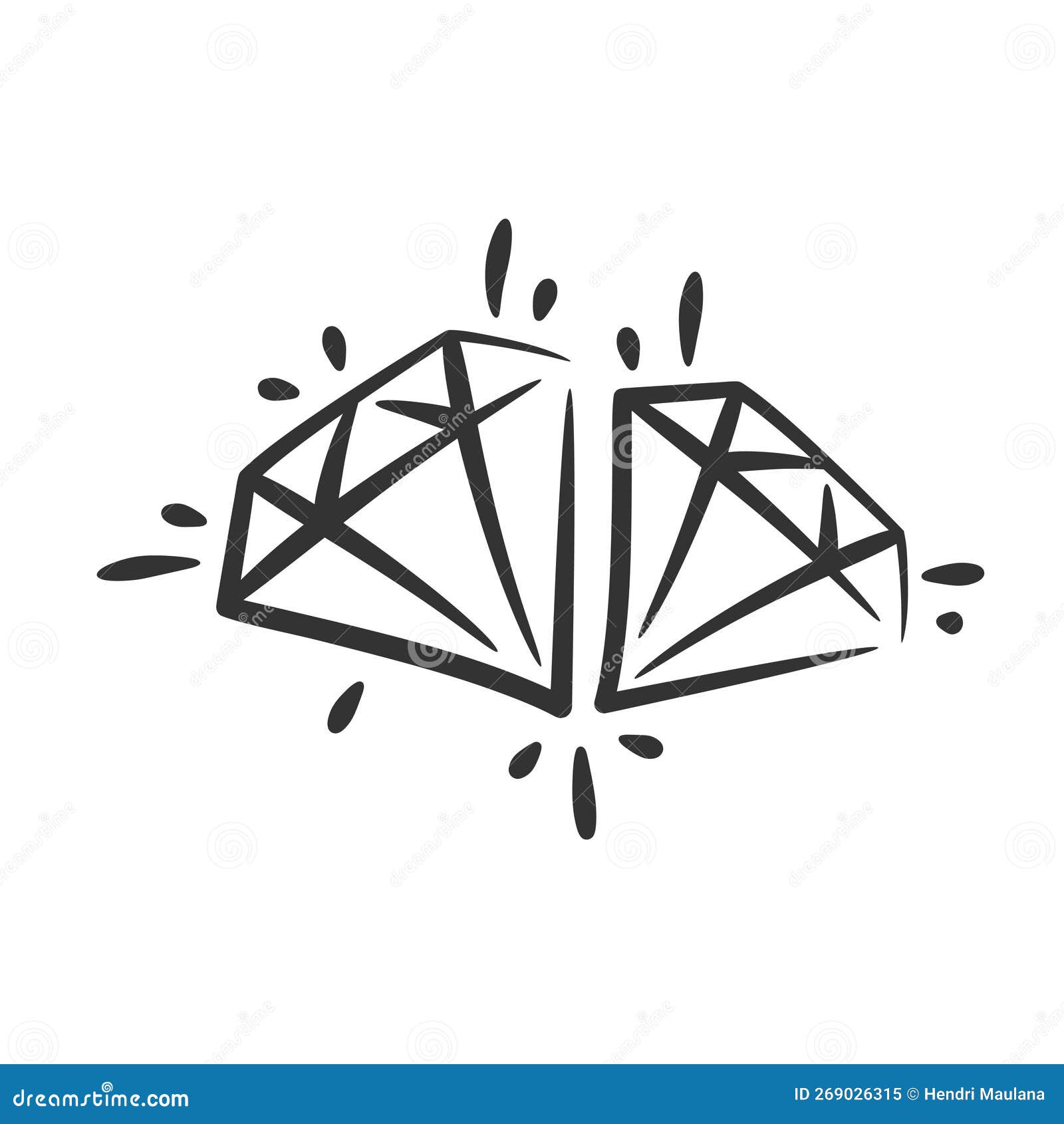 Diamond Gemstone Line Art Illustration Hand Drawn Stock Vector ...