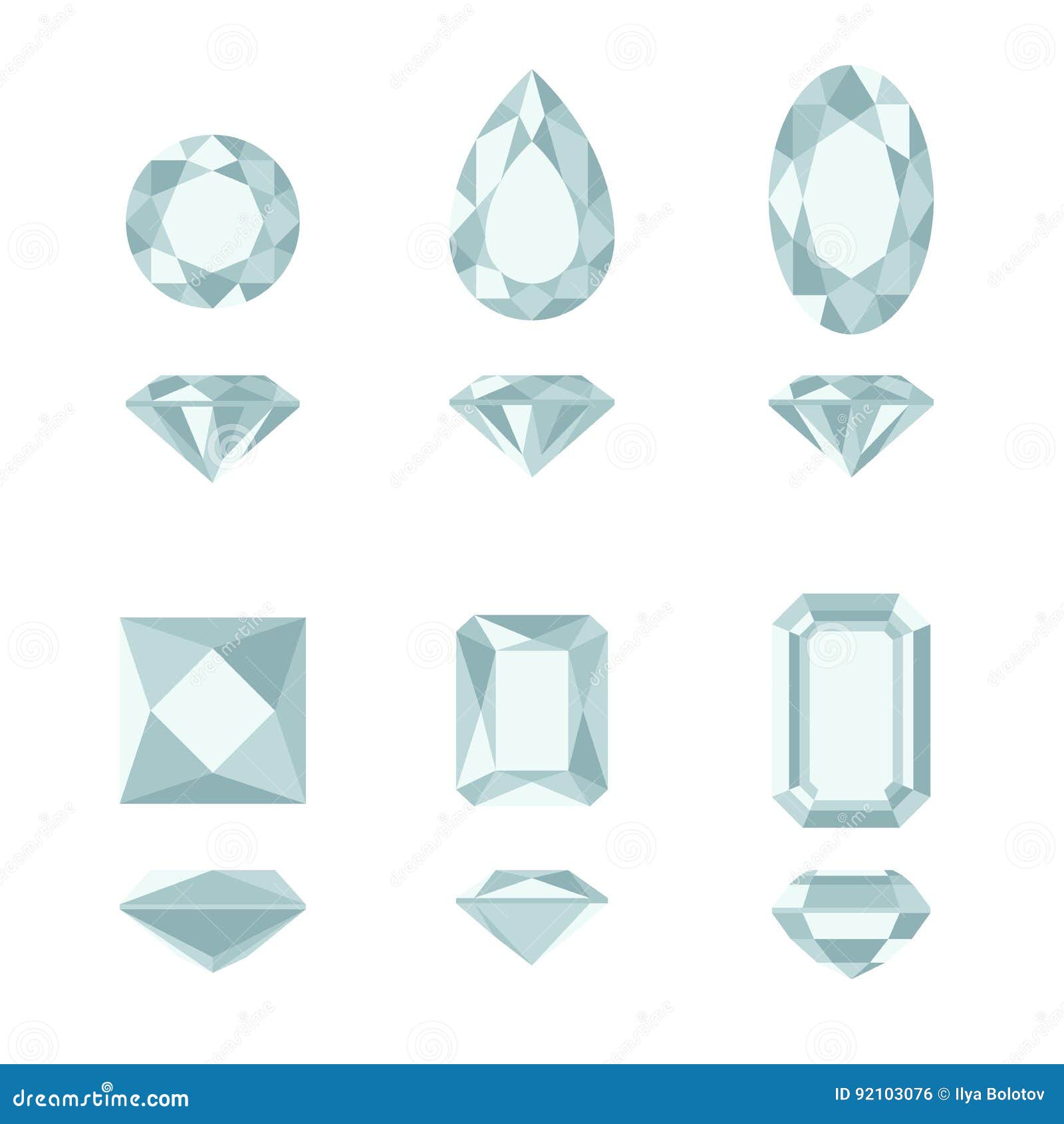 Diamond and Gemstone Shapes. Stock Vector - Illustration of rich ...