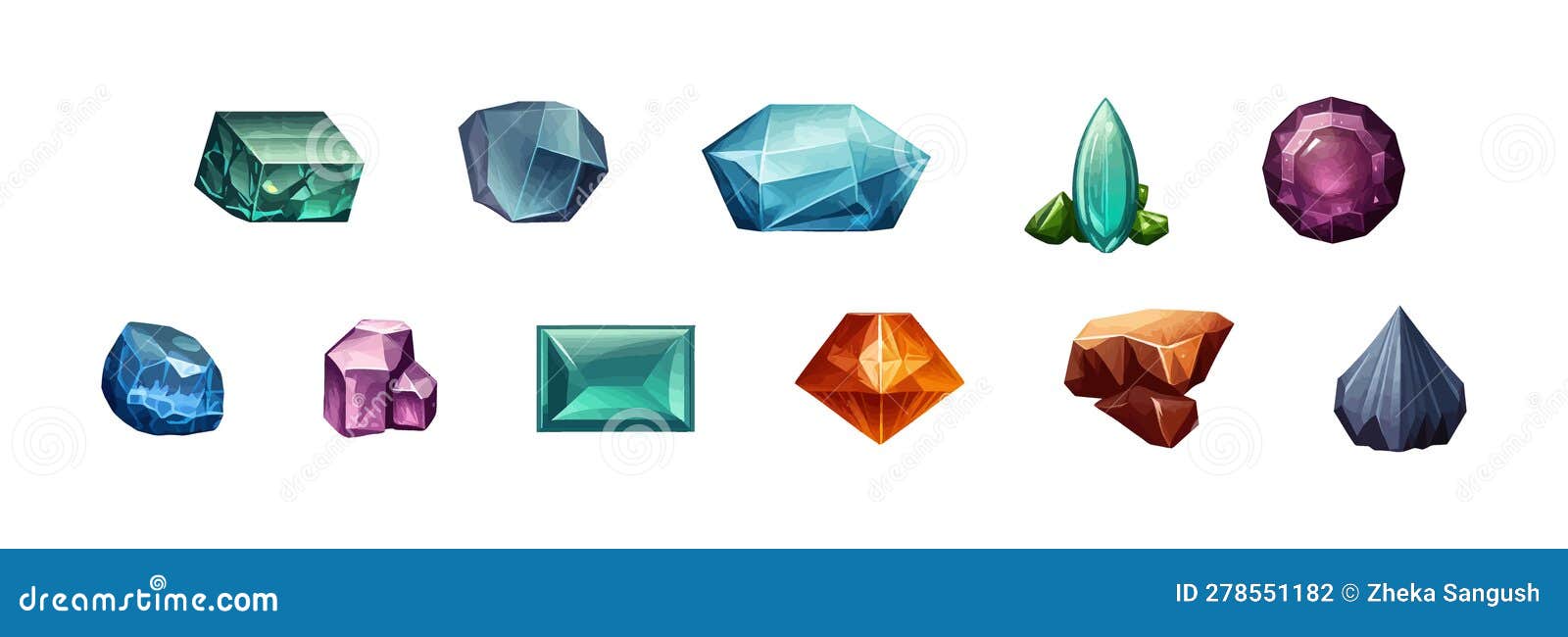 Diamond Gemstone Vector Cartoone Style Illustration. Magic Stones ...