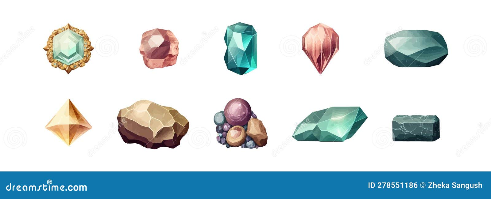 Diamond Gemstone Vector Cartoone Style Illustration. Magic Stones ...