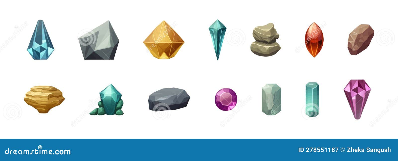 Diamond Gemstone Vector Cartoone Style Illustration. Magic Stones ...