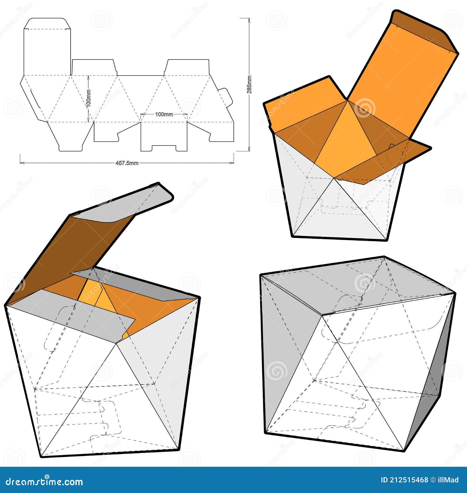 Diamond Gift Box and Die-cut Pattern. Stock Vector - Illustration of ...