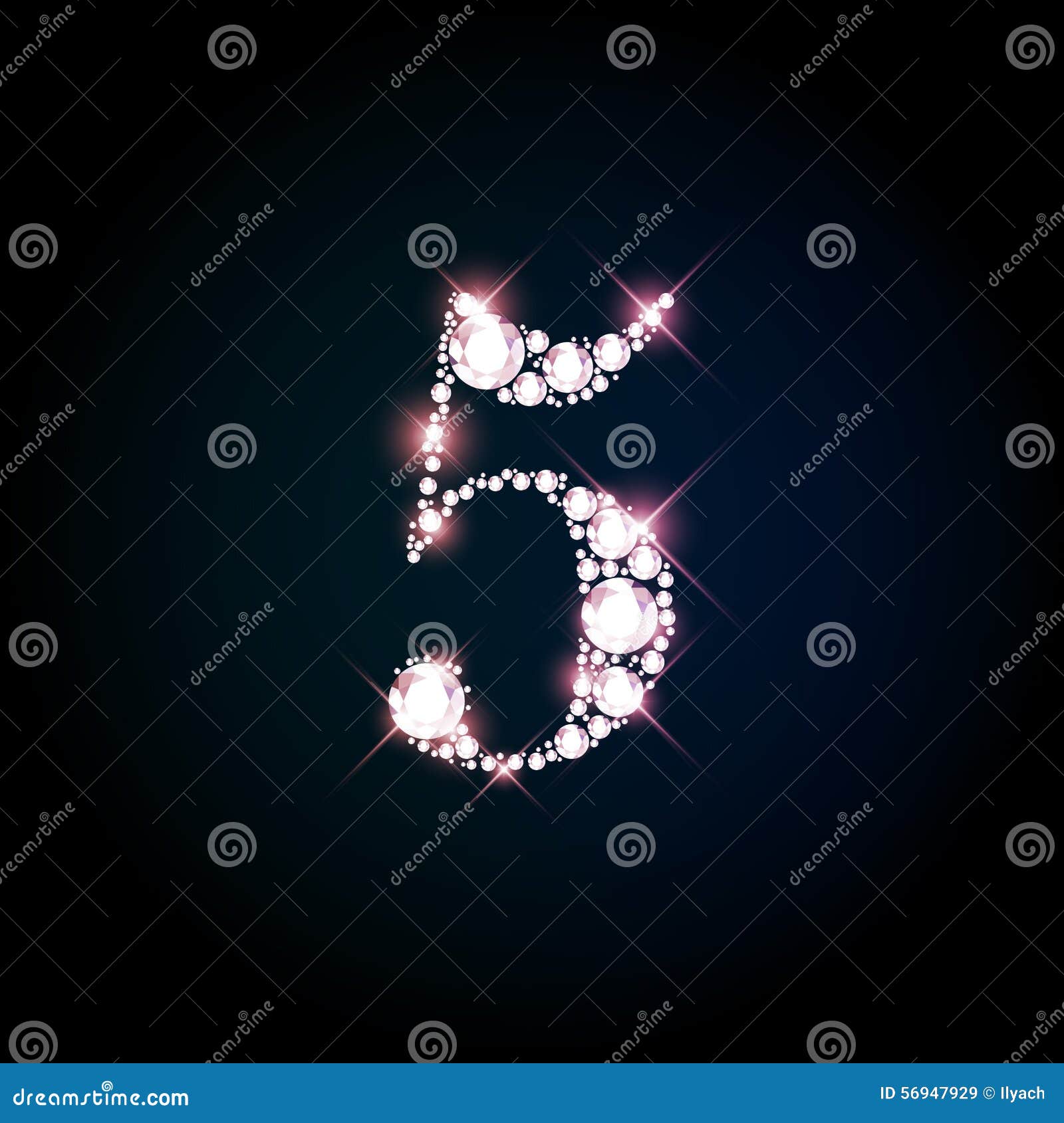 Diamond Glittering Number Five of Sparkling Brilliants Stock Vector ...
