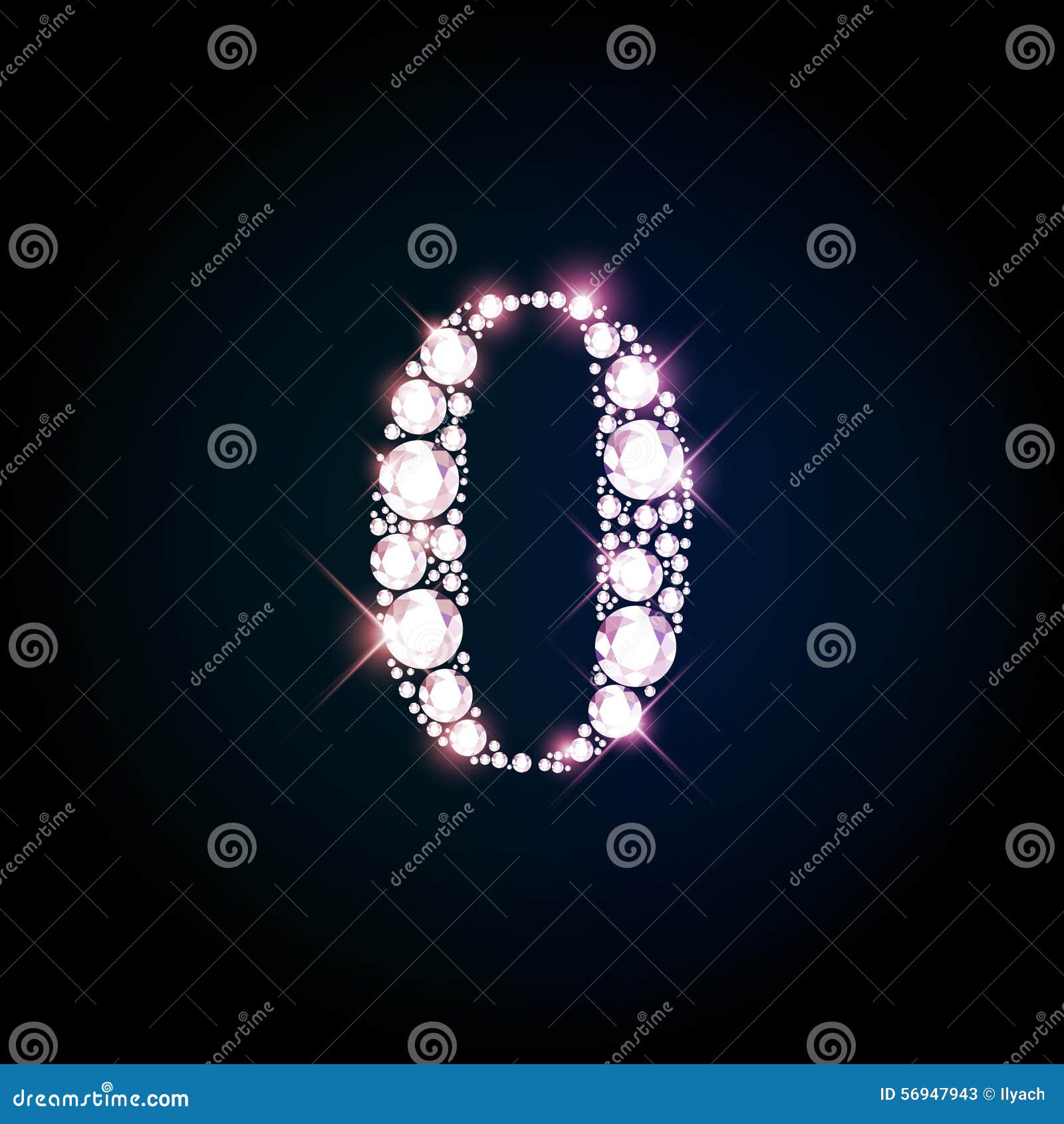 Diamond Glittering Number Zero of Sparkling Brilliants. Stock Vector ...