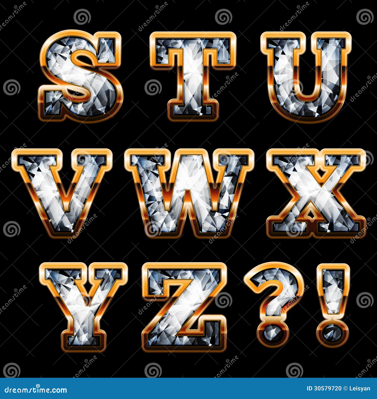 Diamond and Gold Characters Set Stock Vector - Illustration of glowing ...