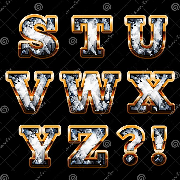 Diamond and Gold Characters Set Stock Vector - Illustration of glowing ...