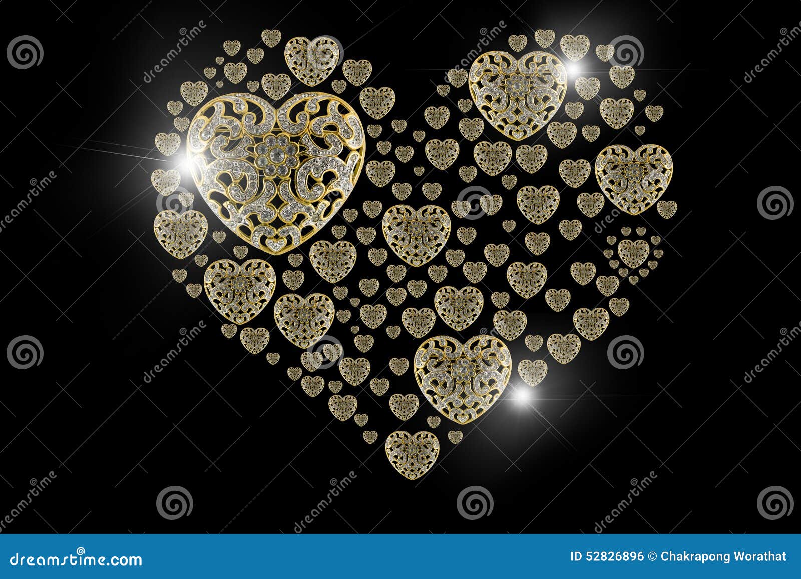 Diamond Gold Flare and Precious Stones Isolated on Black Backgro Stock ...