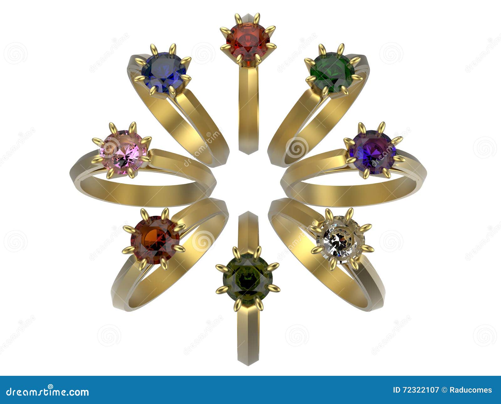 Diamond Golden Rings Circular Array Stock Illustration - Illustration ...