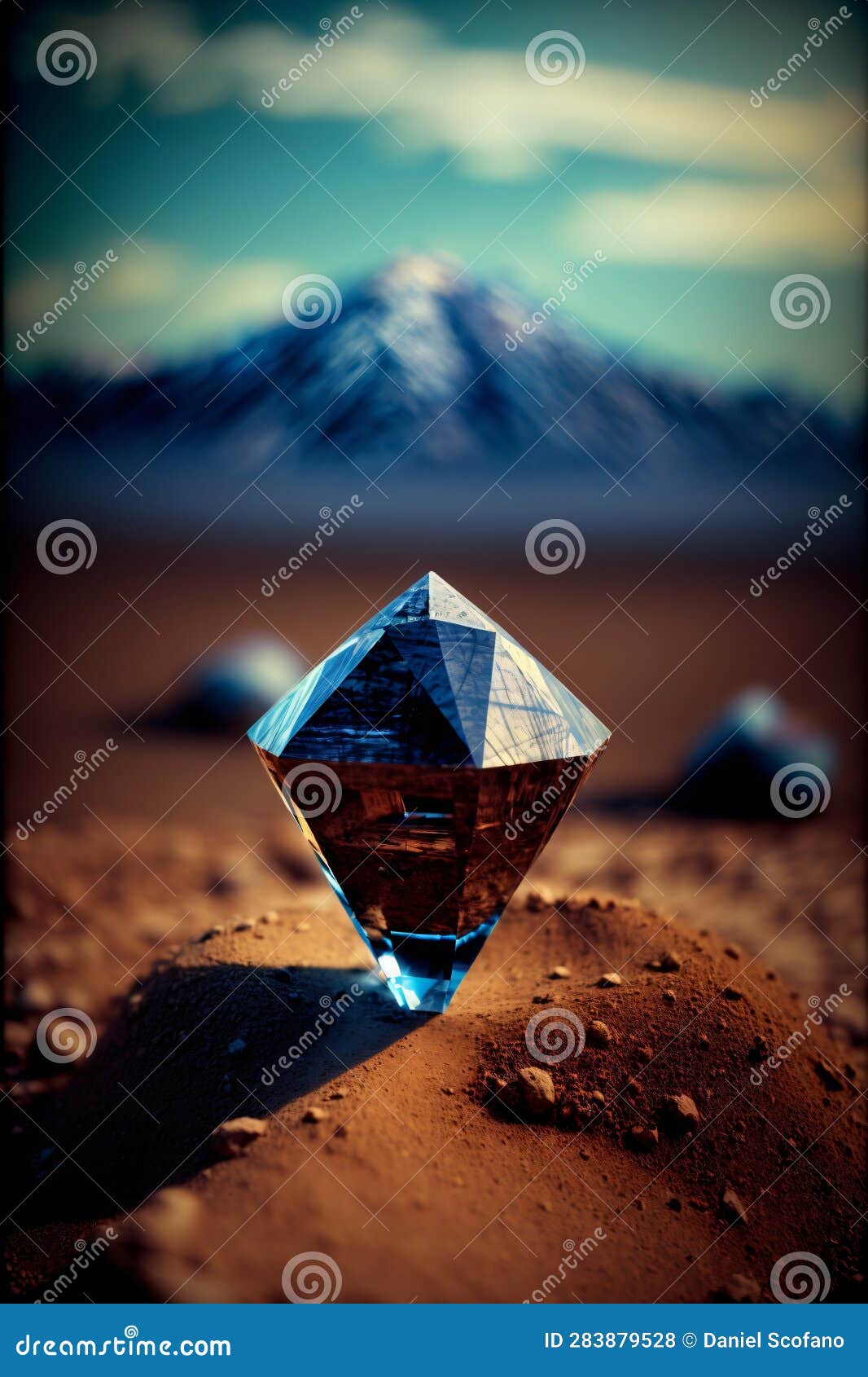 A Diamond on the Ground with a Mountain in the Background. Generative ...
