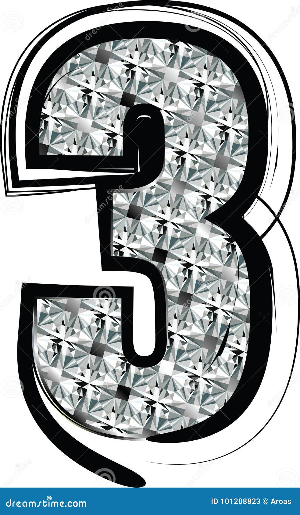 Diamond Font Number 3 stock vector. Illustration of pattern - 101208823