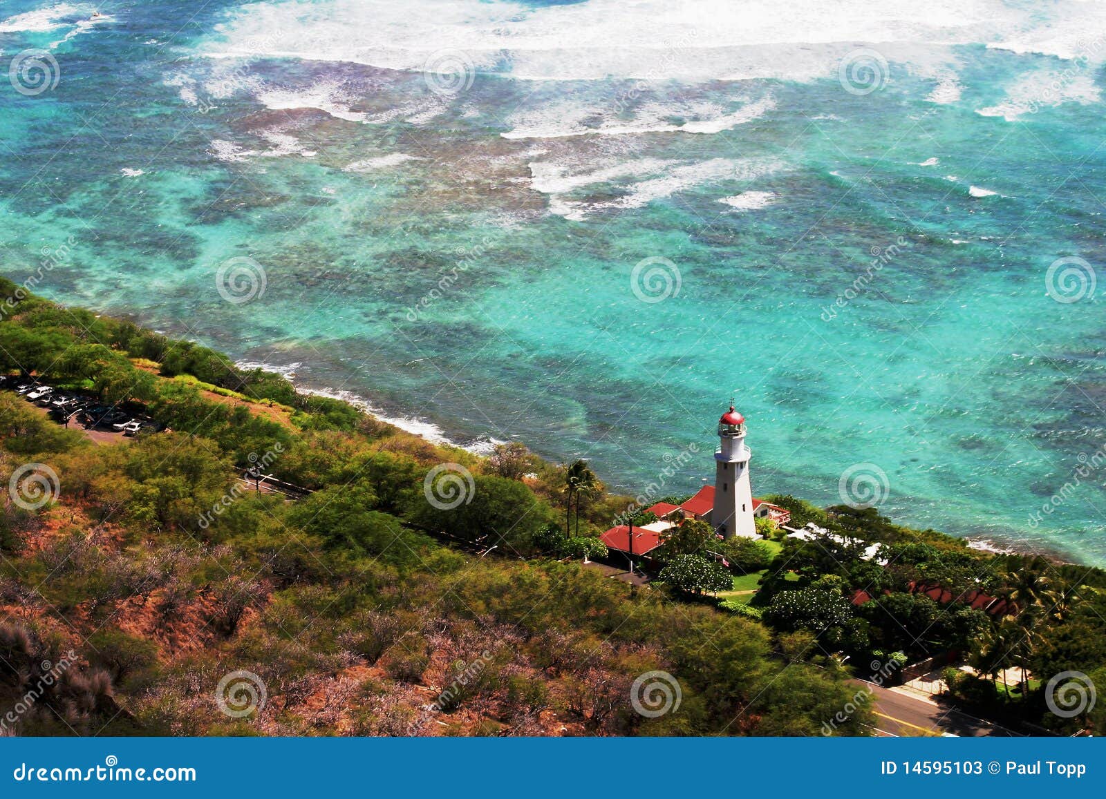 Diamond Head Lighthouse in Honolulu, Hawaii Stock Image - Image of ...