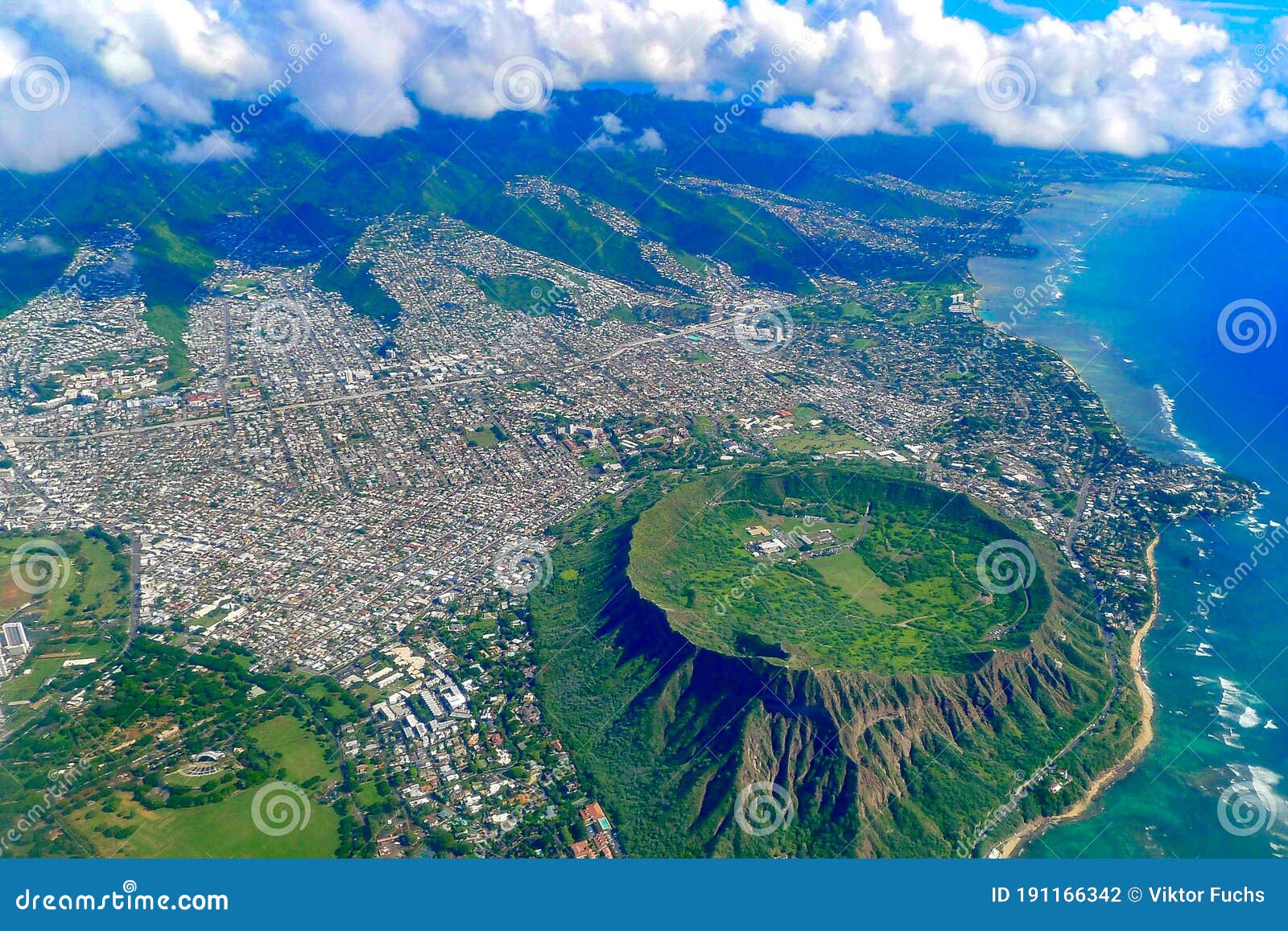 Diamond Head Oahu Aerial View Stock Photo - Image of holiday, outside ...