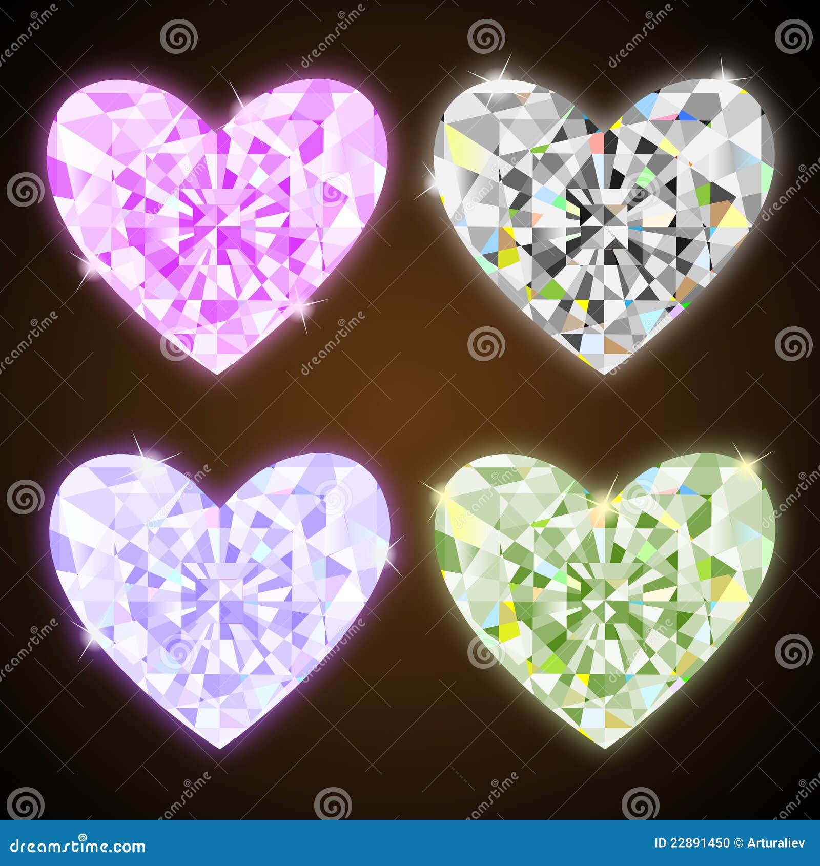 Diamond hearts stock illustration. Illustration of crystal - 22891450