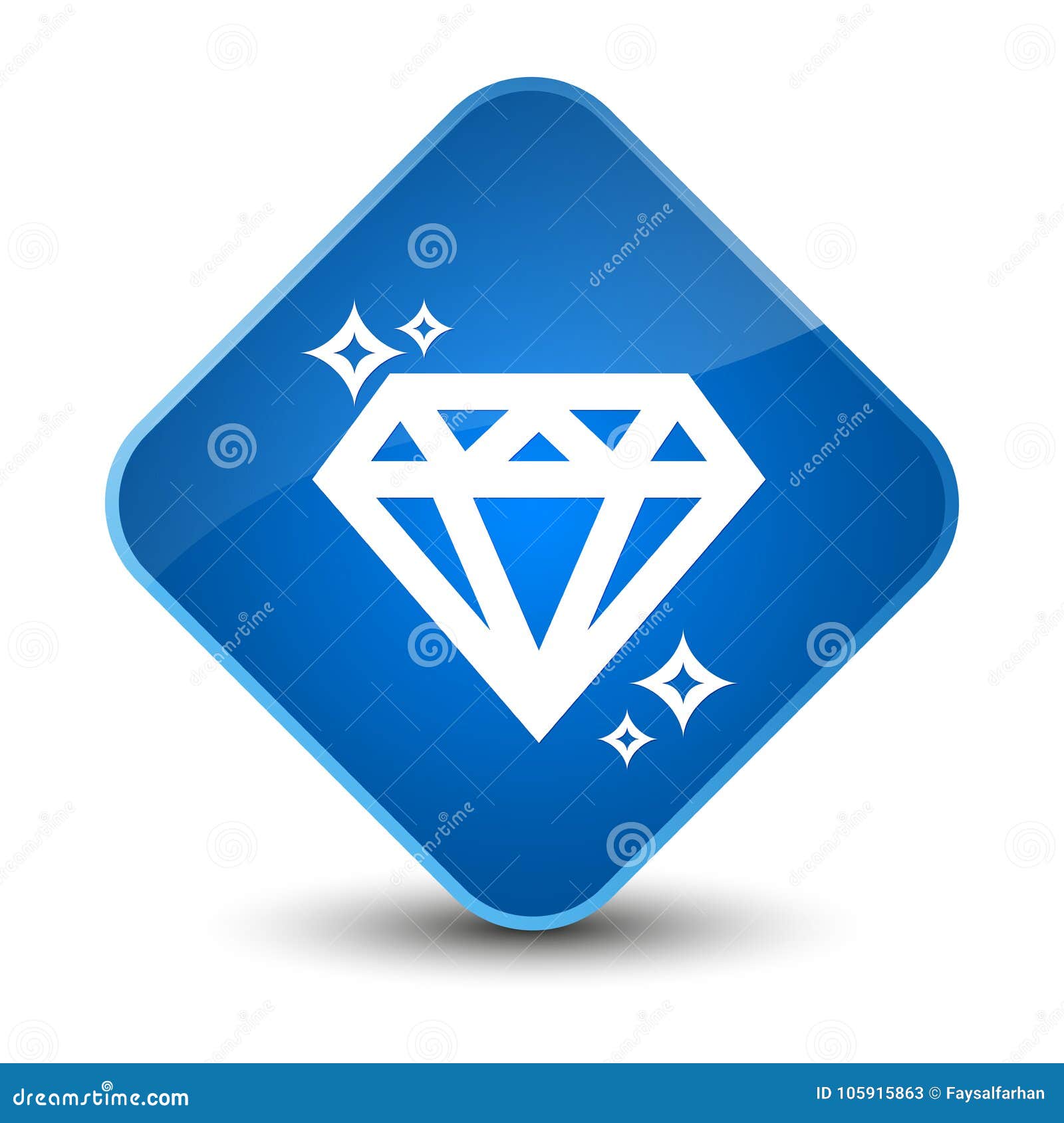 Diamond Icon Elegant Blue Diamond Button Stock Illustration ...