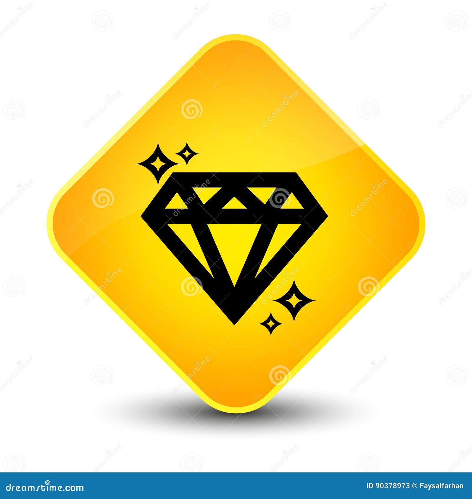 Diamond Icon Elegant Yellow Diamond Button Stock Illustration ...