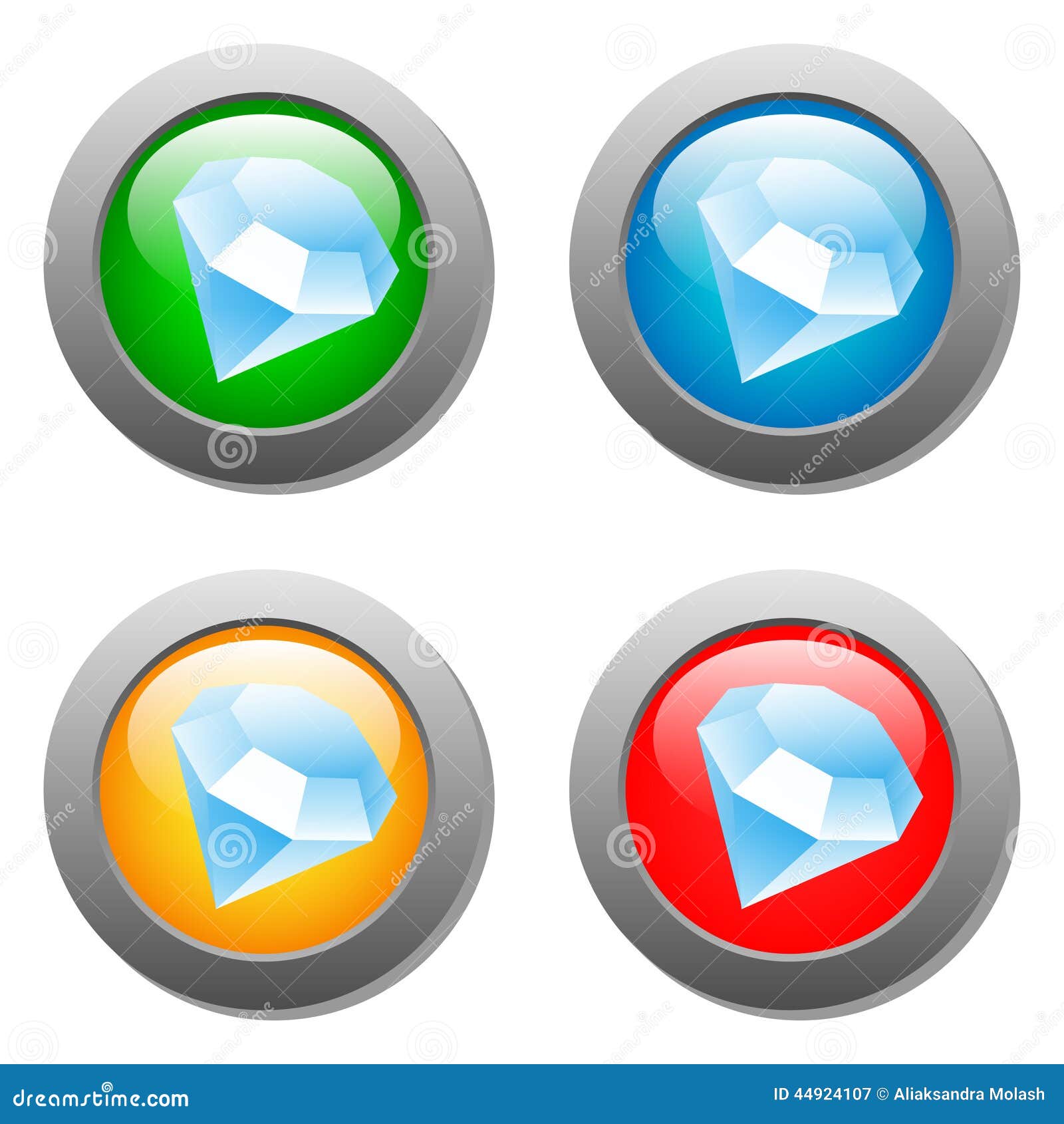 Diamond Icon Glass Button Set Stock Vector - Illustration of clip ...