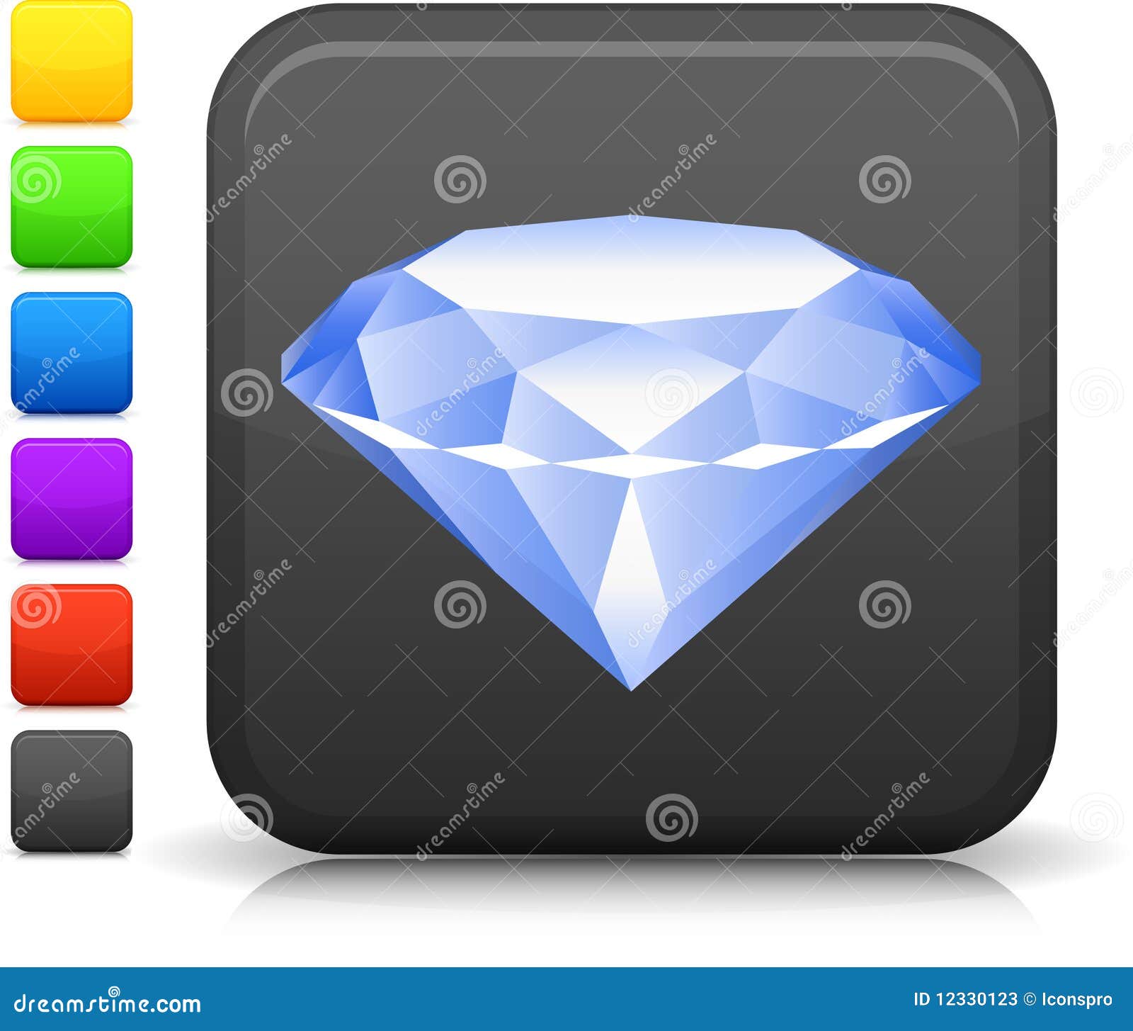 Diamond Icon on Square Internet Button Stock Illustration ...