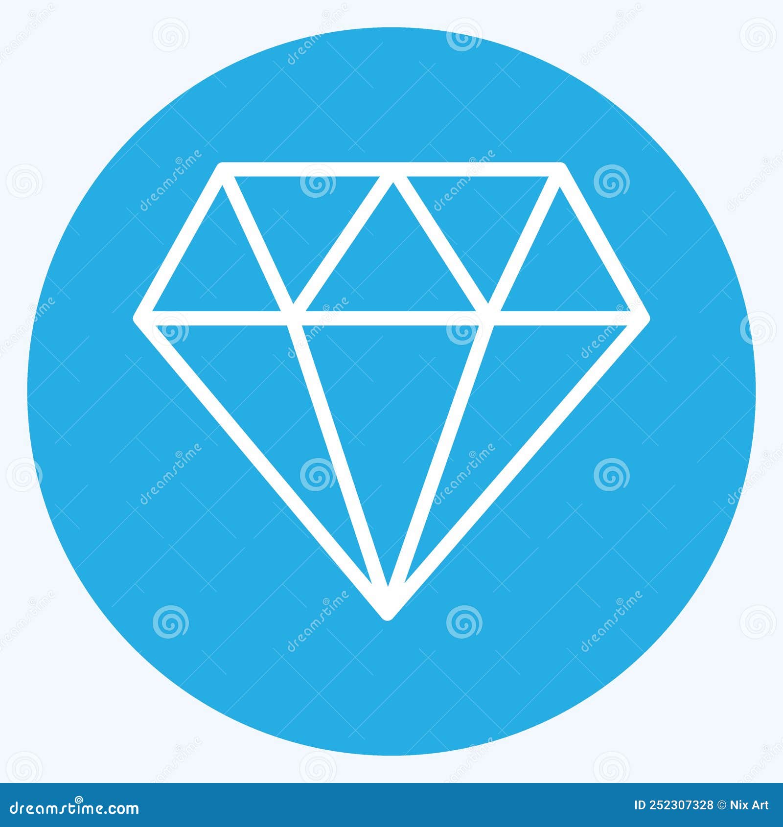 Diamond Icon in Trendy Blue Eyes Style Isolated on Soft Blue Background ...