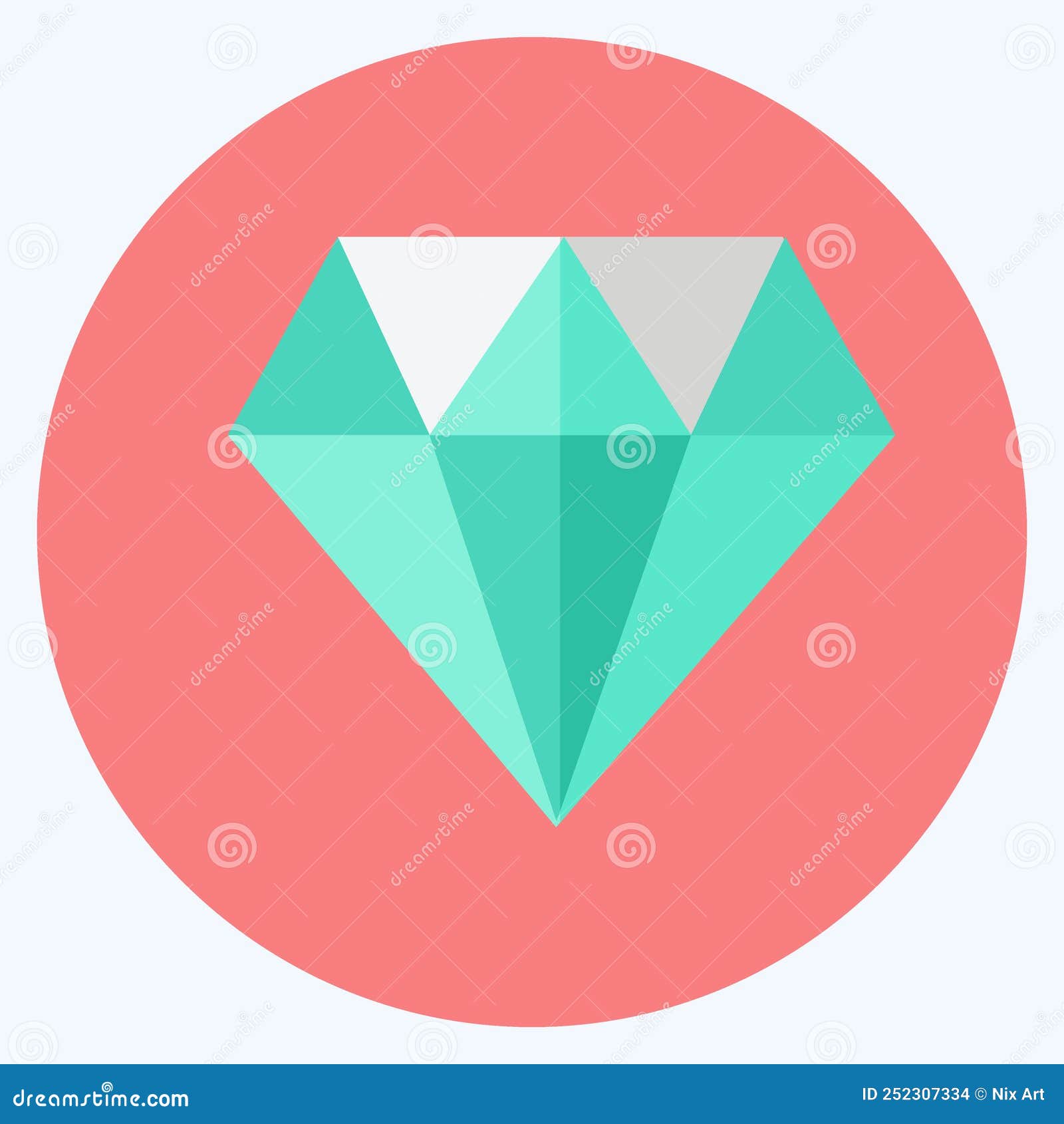 Diamond Icon in Trendy Flat Style Isolated on Soft Blue Background ...