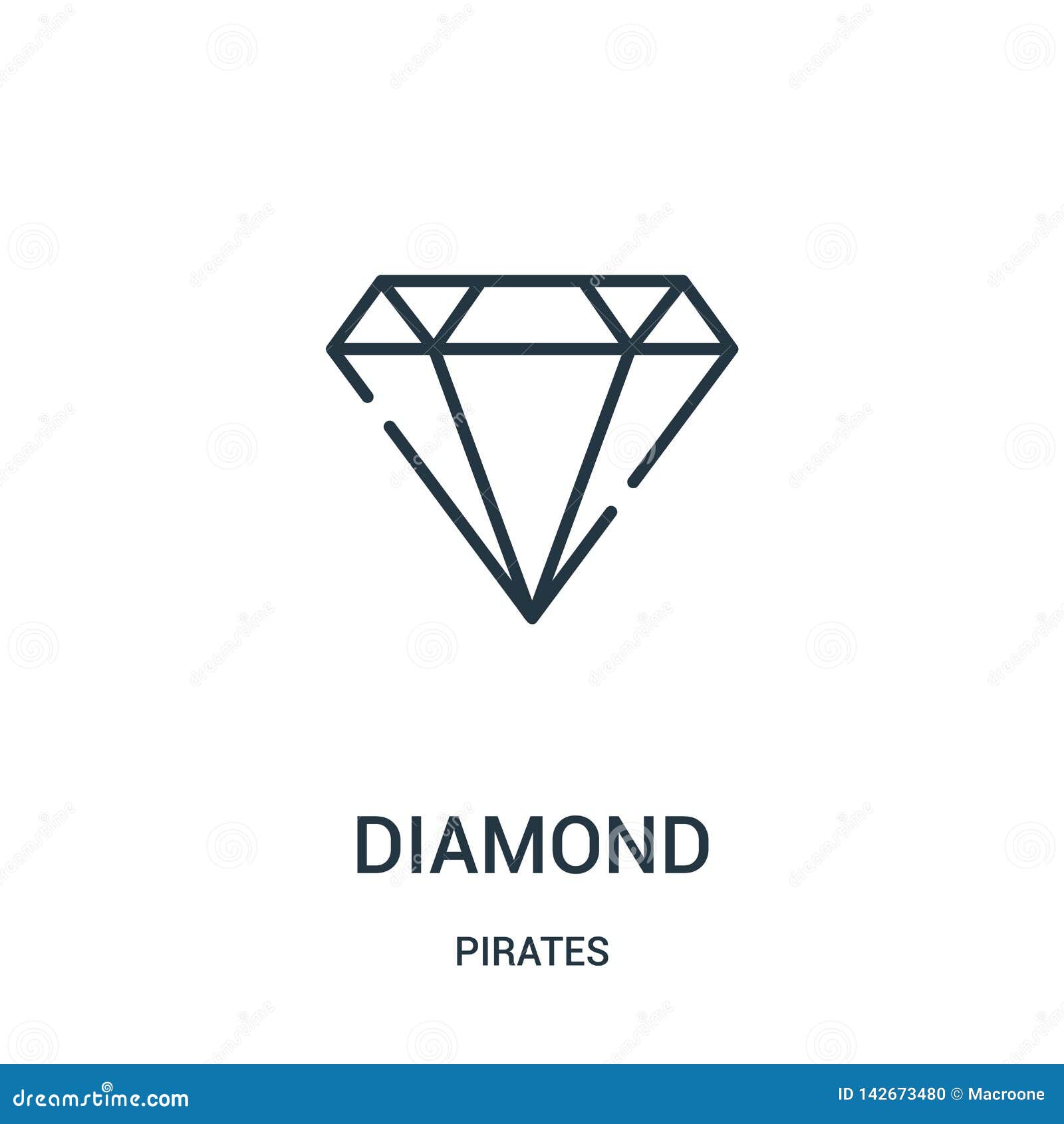 Diamond Icon Vector from Pirates Collection. Thin Line Diamond Outline ...