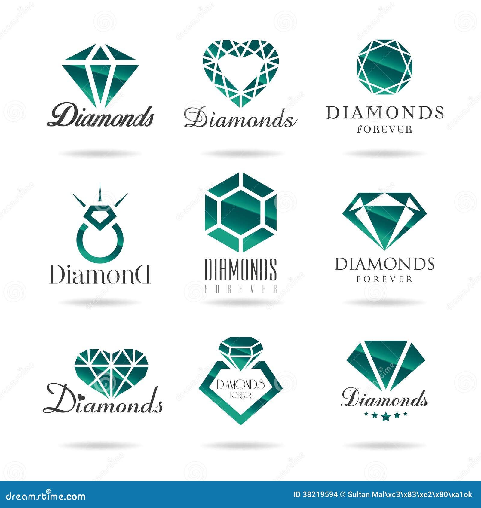 Diamond icons set stock vector. Illustration of bright - 38219594